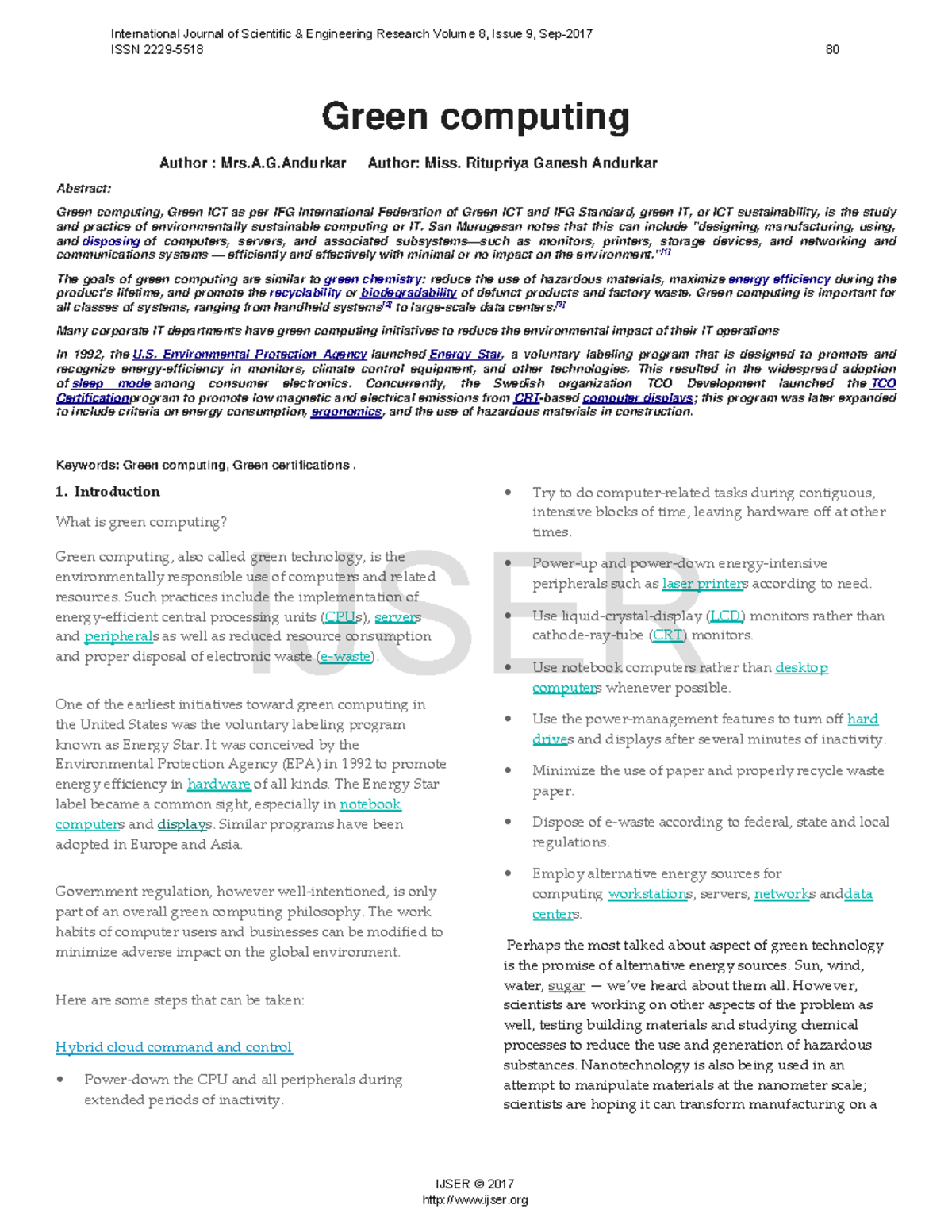 Green-computing - Notes - Green computing Author : Mrs.A Author: Miss ...