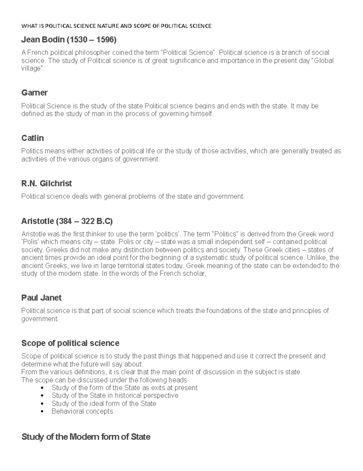 Political science notes - WHAT IS POLITICAL SCIENCE NATURE AND SCOPE OF ...
