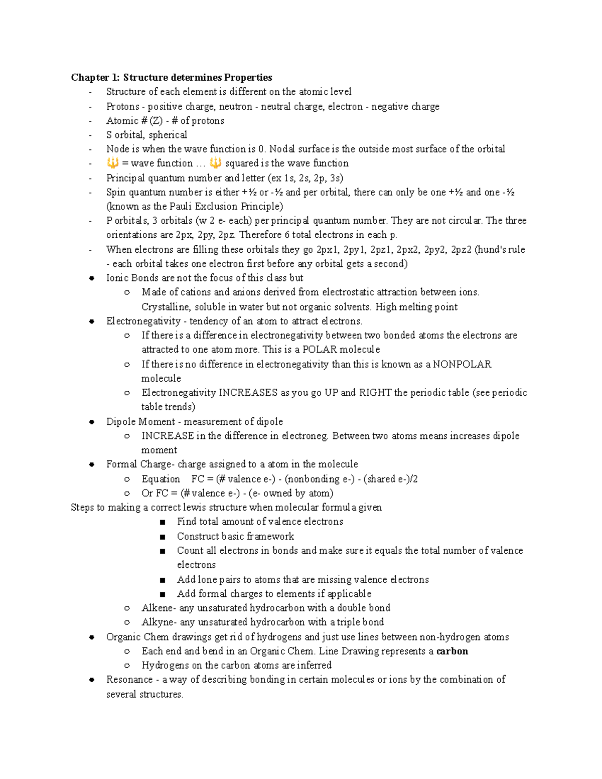 8 26 21 Notes - Chapter 1: Structure determines Properties - Structure ...