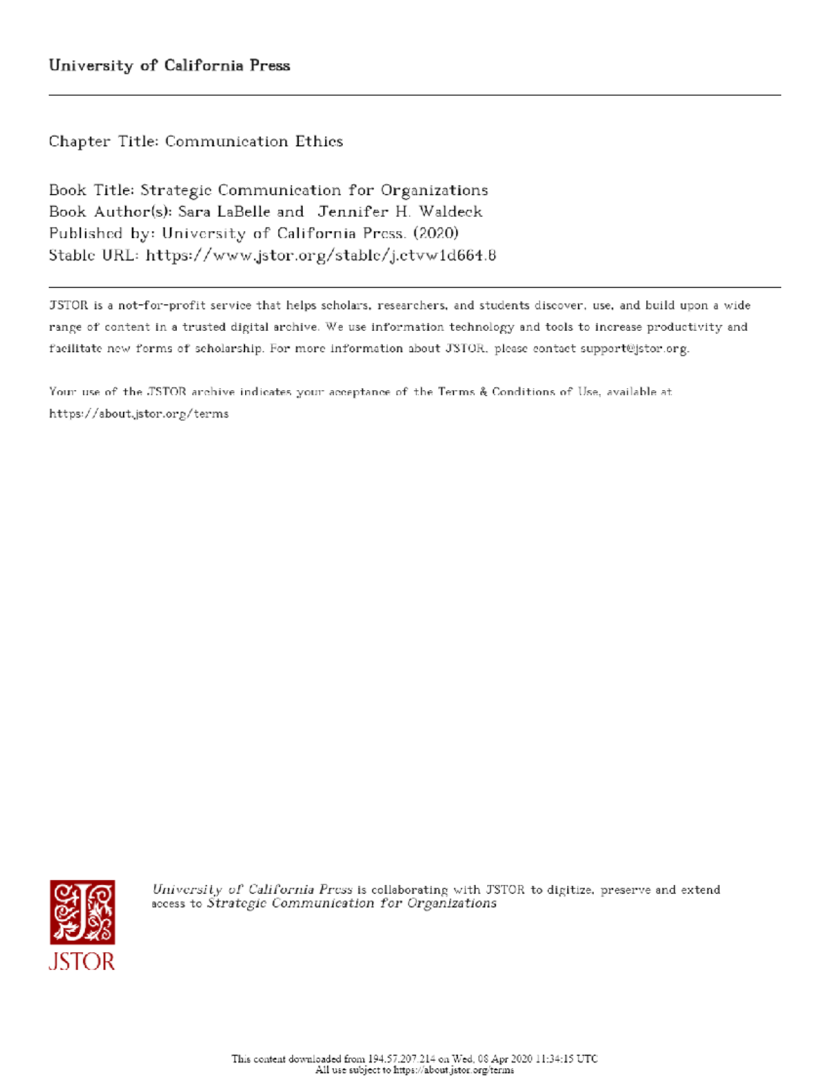 Communication ethics - COM 410 - Studocu