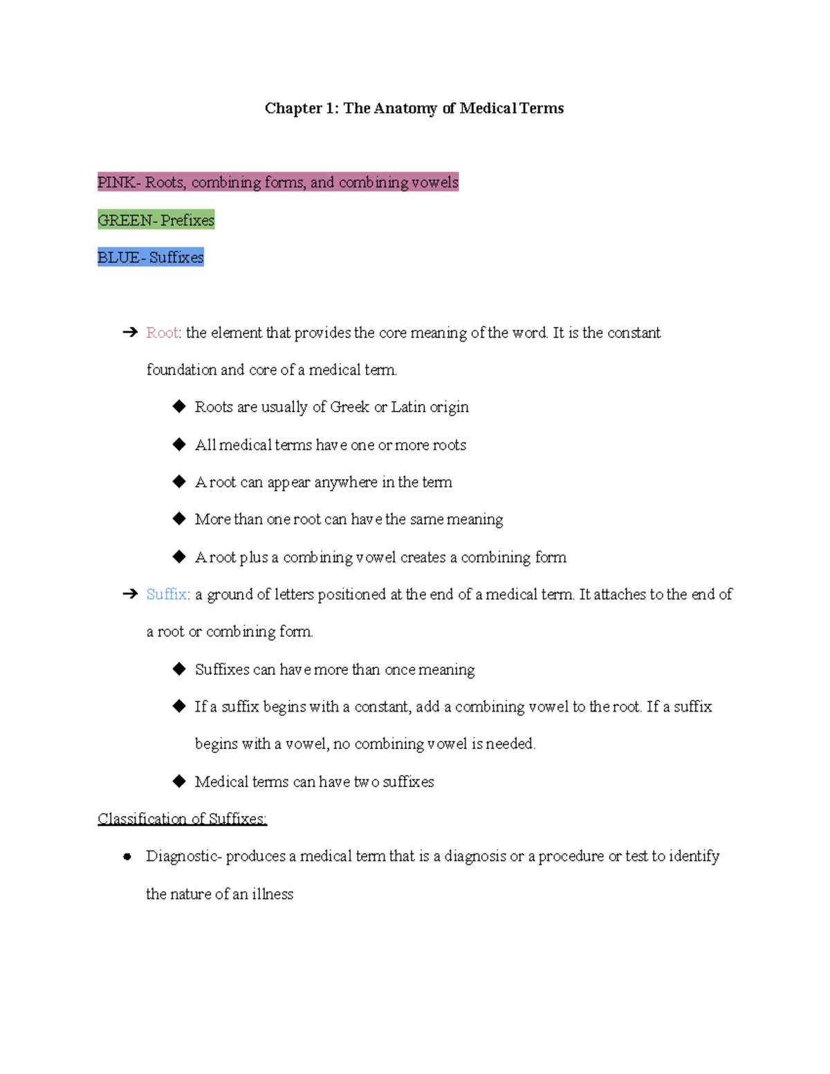 Ch. 1-The Anatomy of Medical Terms - Chapter 1: The Anatomy of Medical ...
