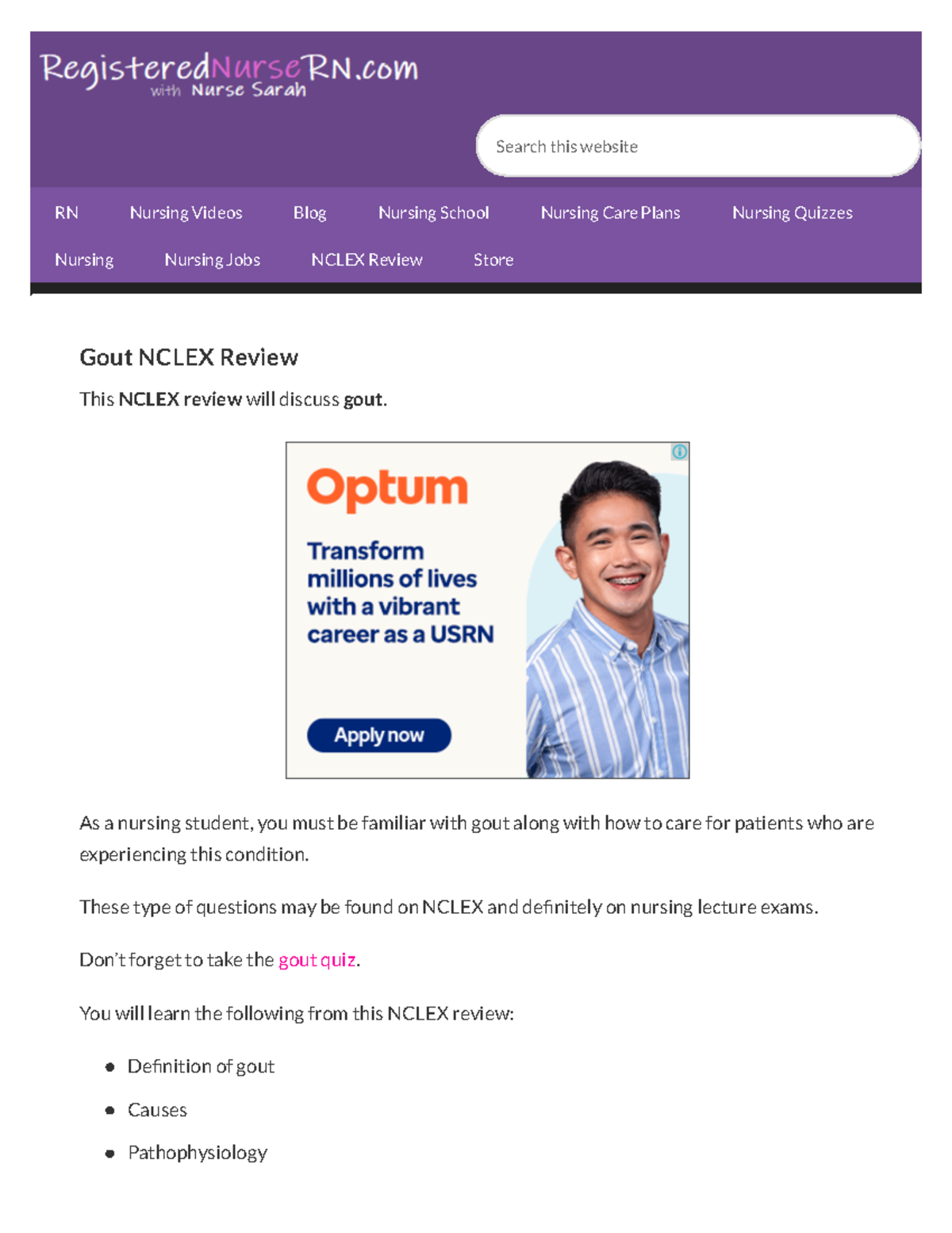 Gout Nclex Review - notes - Search this website Gout NCLEX Review This ...