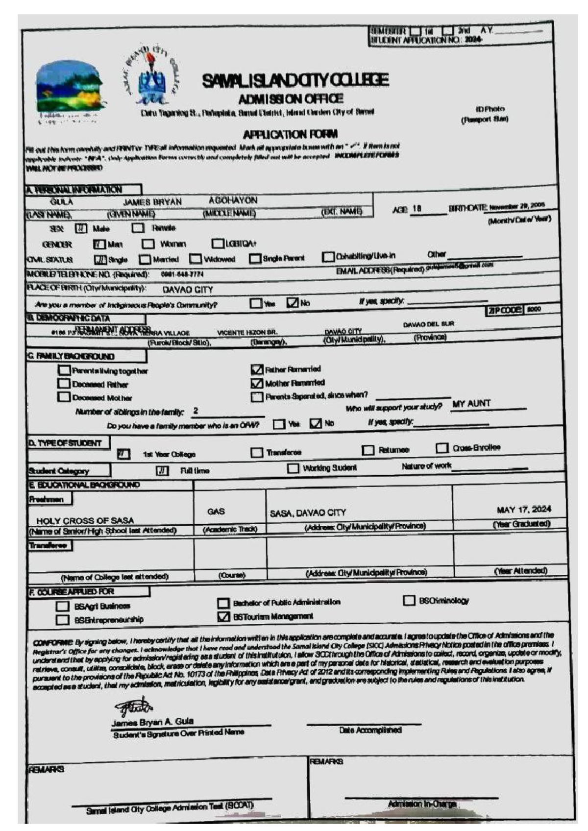 Kuyakoy - lduuer - 1st and AY STUDENT APPLICATION NO 2024 ...