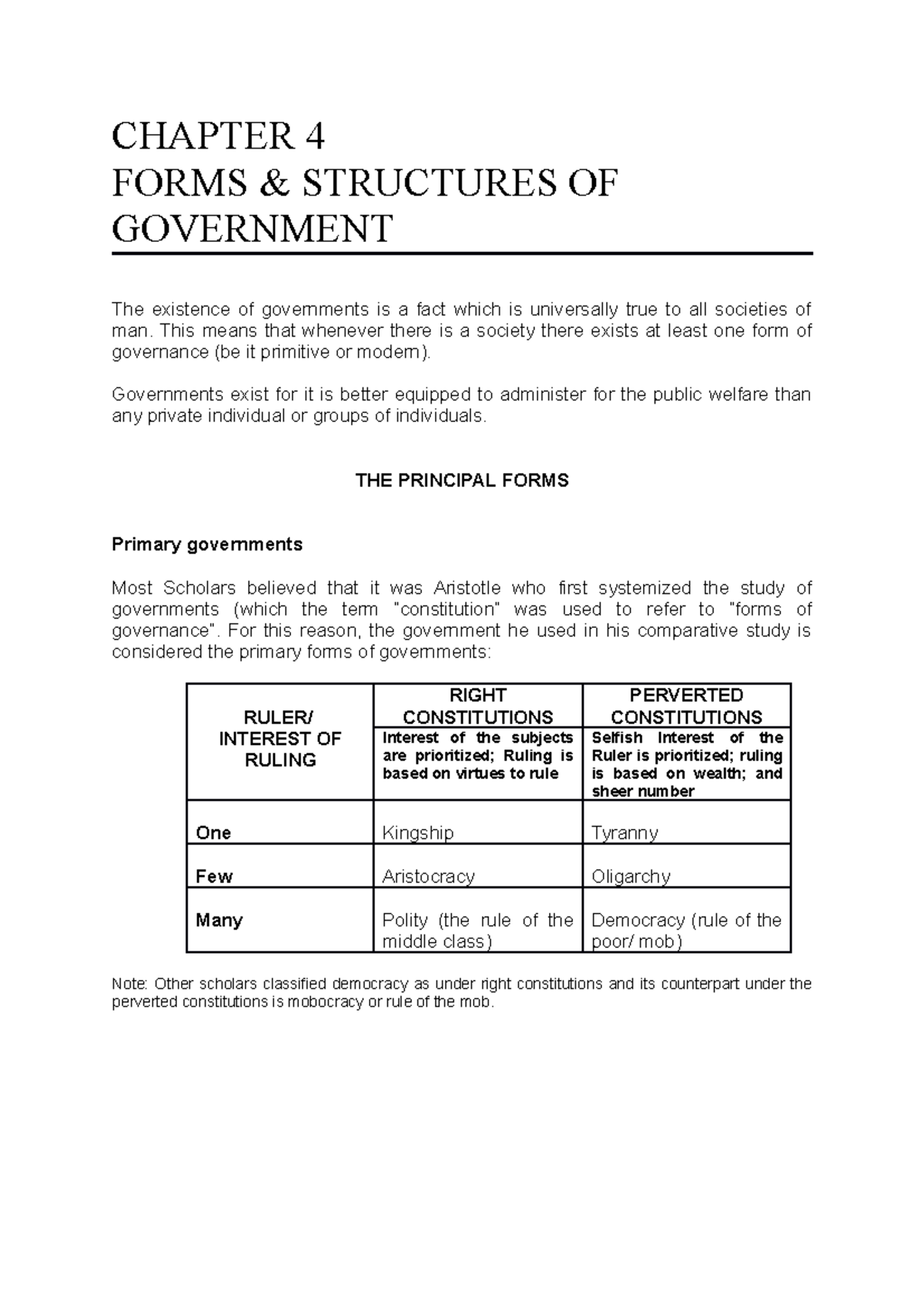 Chapter 4 Pol Gov - asda - CHAPTER 4 FORMS & STRUCTURES OF GOVERNMENT ...