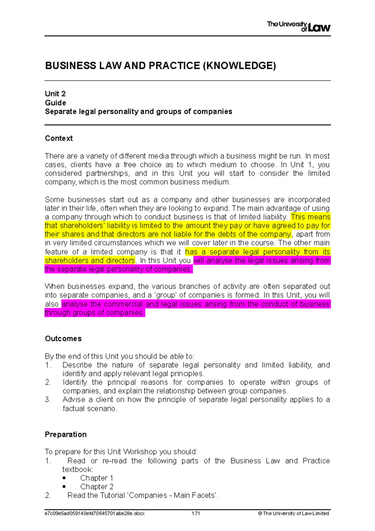 Separate legal personality and groups of companies - Workshop Guide ...