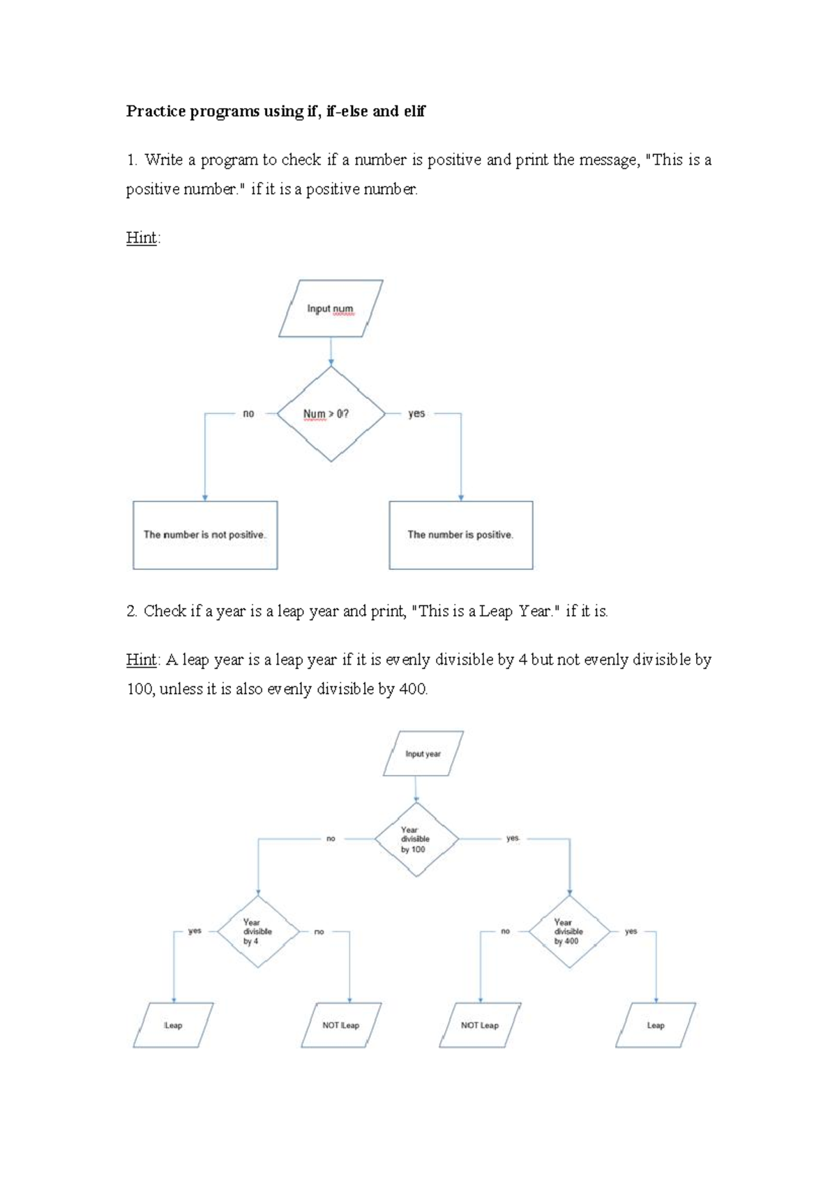 6 Exercise Bbbbbbb Btech Practice Programs Using If If Else And Elif Write A Program To