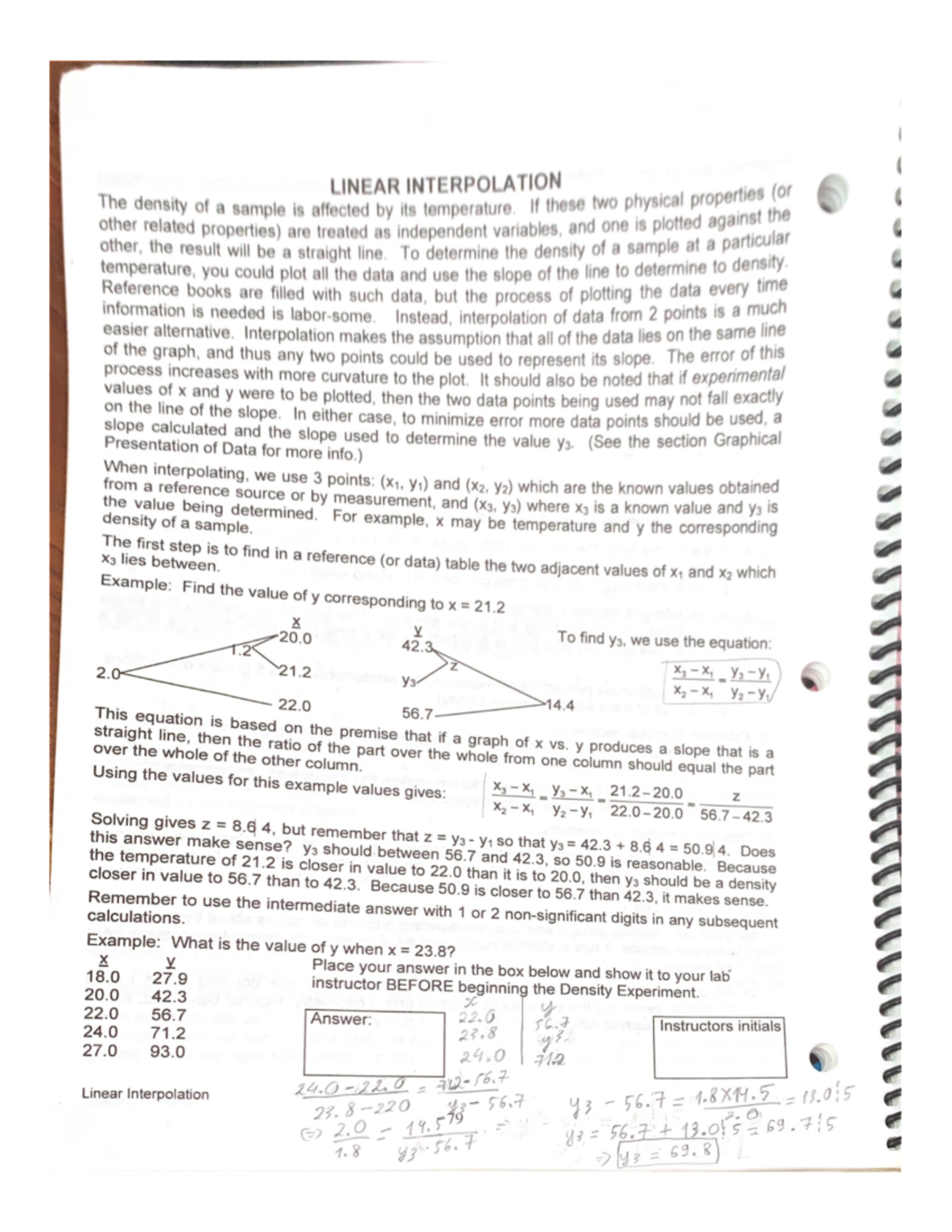 Linear Interpolation - Chem Lab - CHEM 120B - Studocu