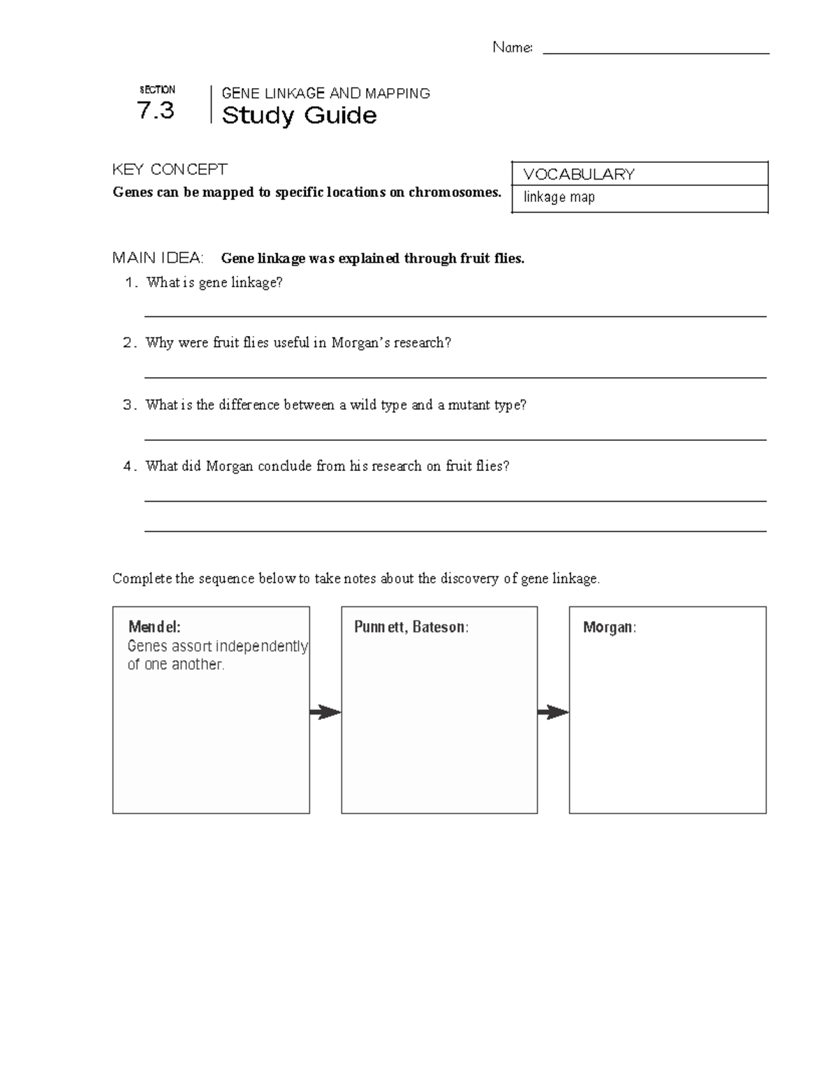 Study Guide 7 - Name: __________________________ SECTIO N 7. G ENE ...