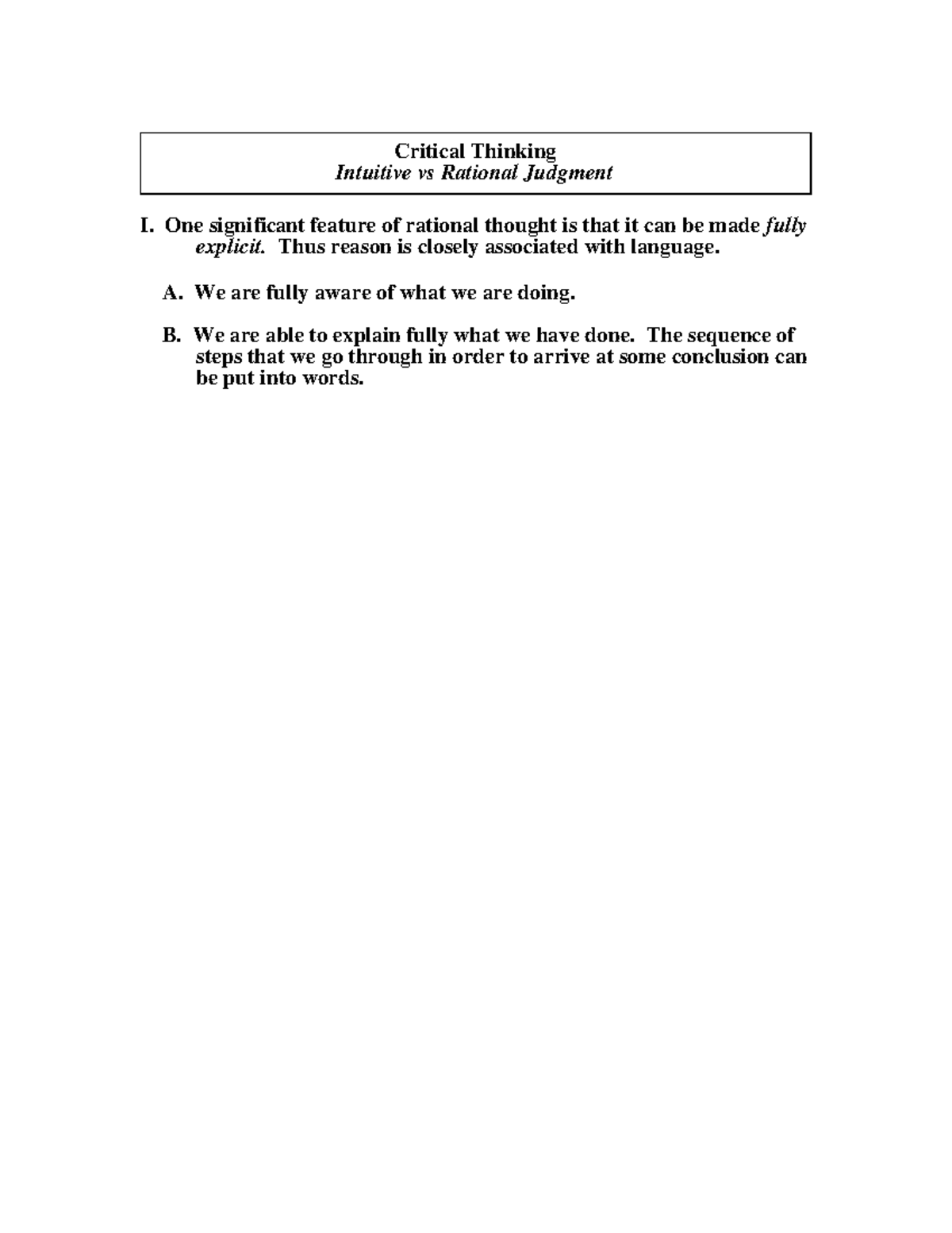 Phil 140 intuitive vs rational judgement - Critical Thinking Intuitive ...