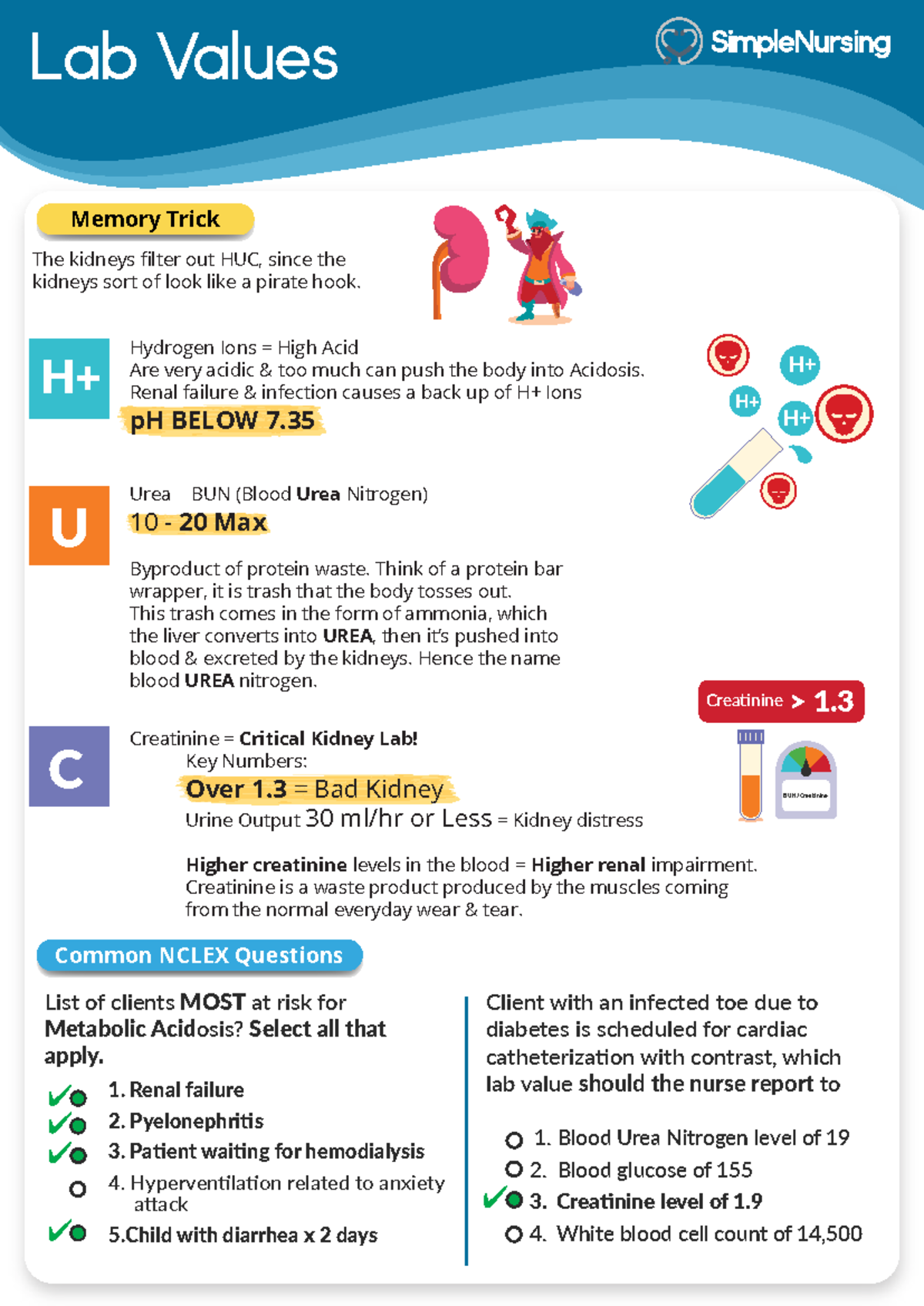 Renal Lab Values - meep - Lab Values Memory Trick The kidneys filter ...