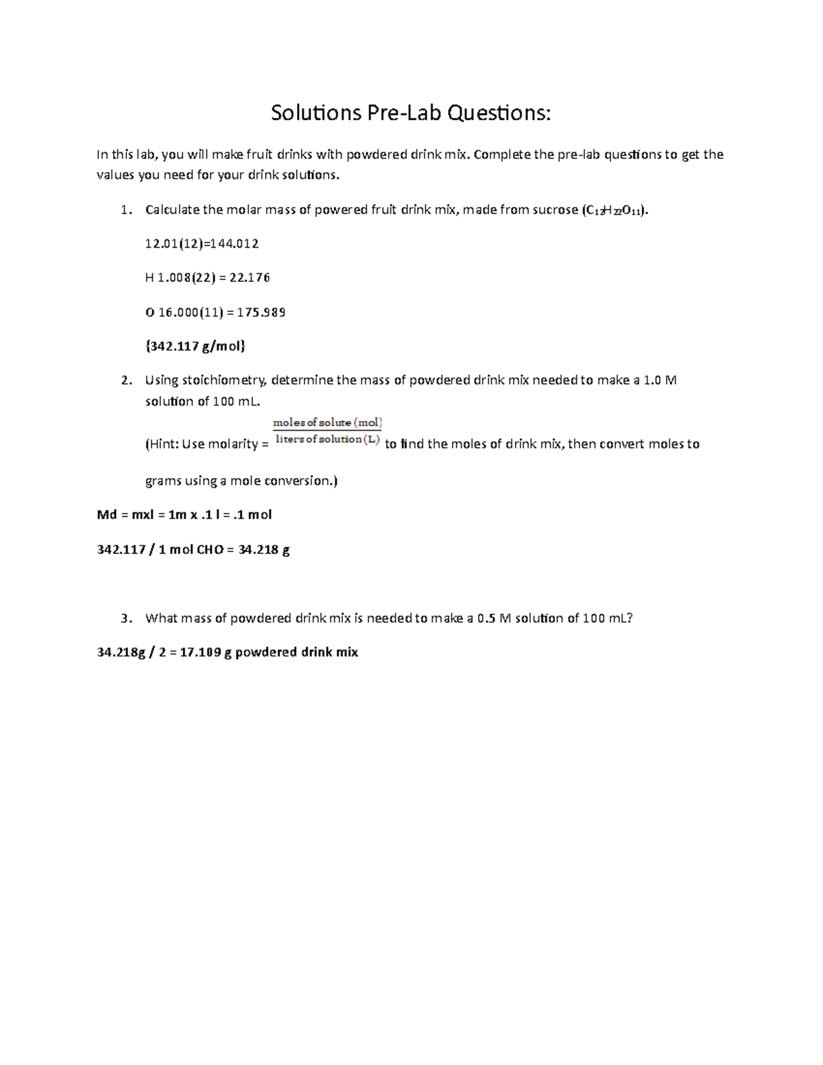 Pre lab worksheet 8.03 - Solutions Pre-Lab Questions: In this lab, you ...