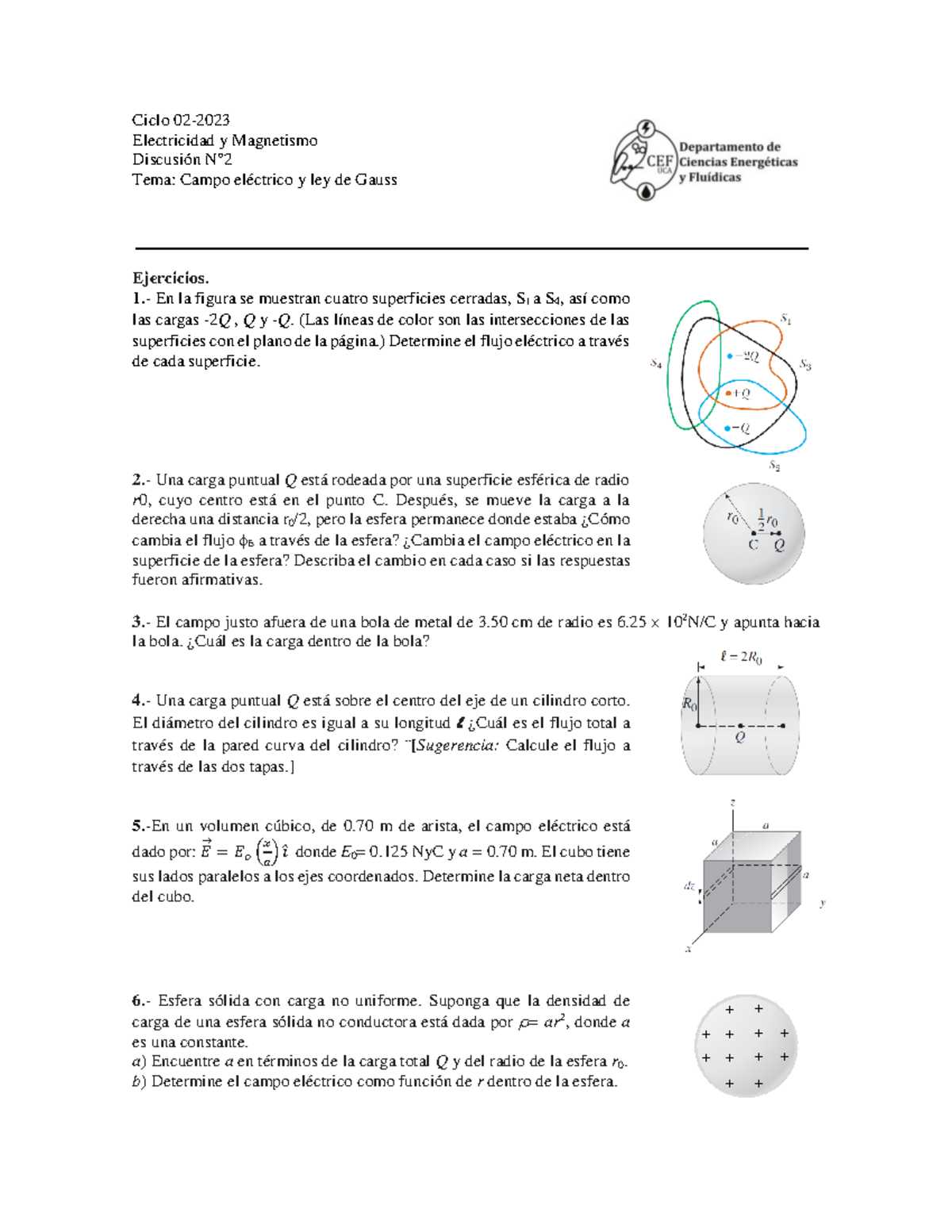 Guía N°2 - Guia - Ciclo 02- Electricidad y Magnetismo Discusión N° Tema: Campo eléctrico y ley ...