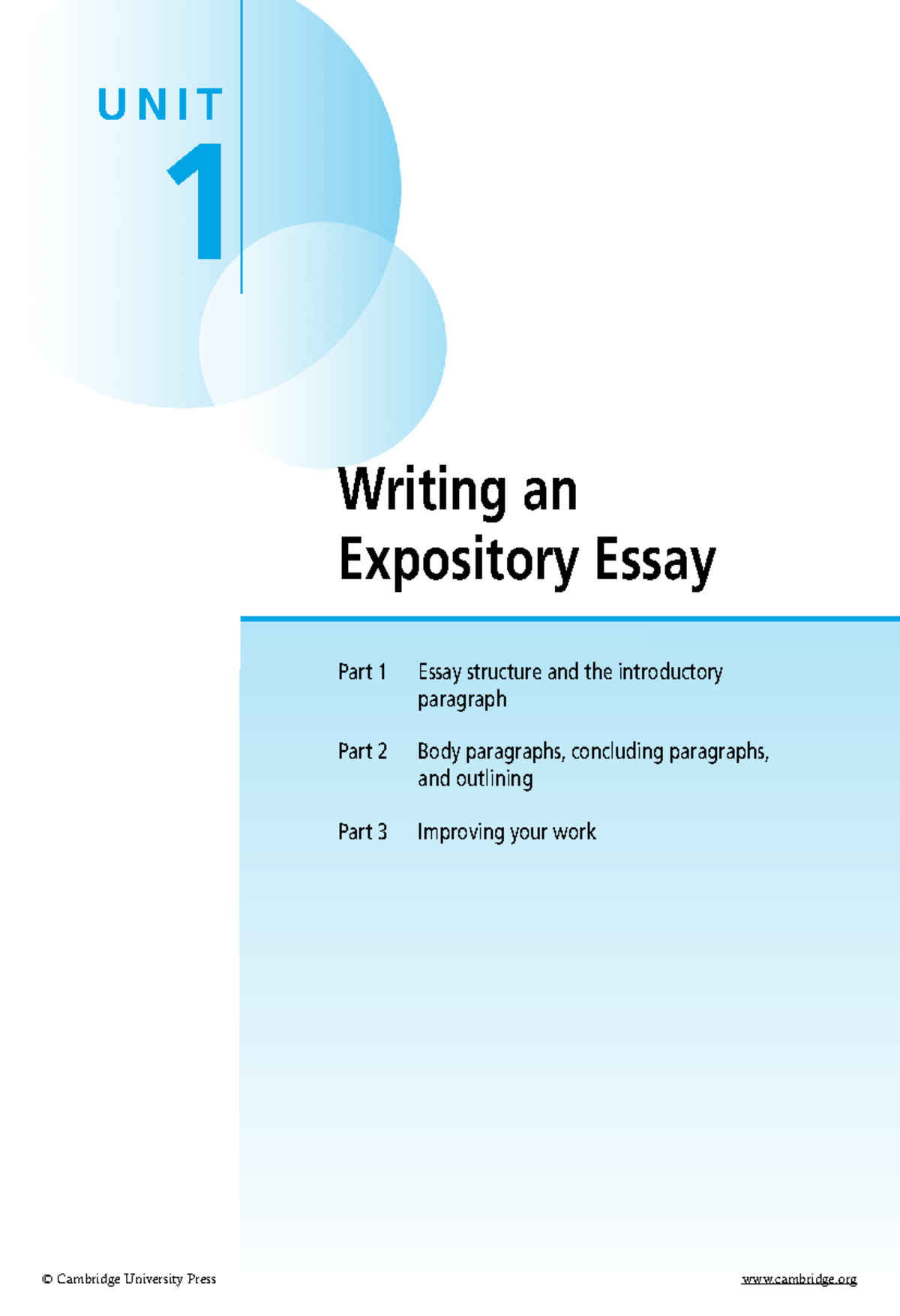 The Traditional Essay Structure - 1 U N I T Writing an Expository Essay ...