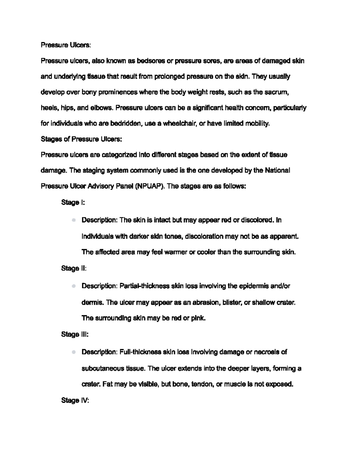 Pressure Ulcers - Help to understand the material - NUSA 205 - Studocu