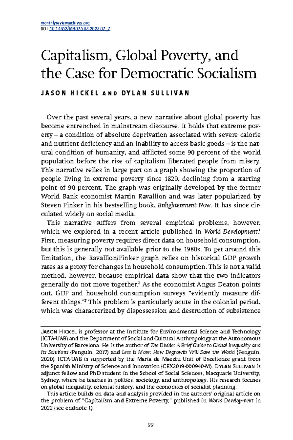Capitalism, Global Poverty - It holds that extreme pov- erty—a ...
