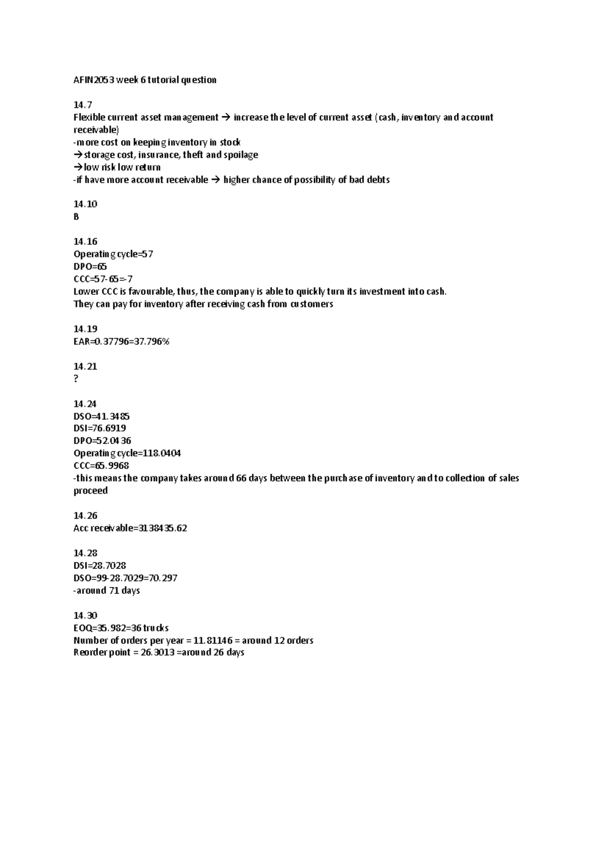 AFIN2053 week 6 tutorial question - AFIN2053 week 6 tutorial question ...