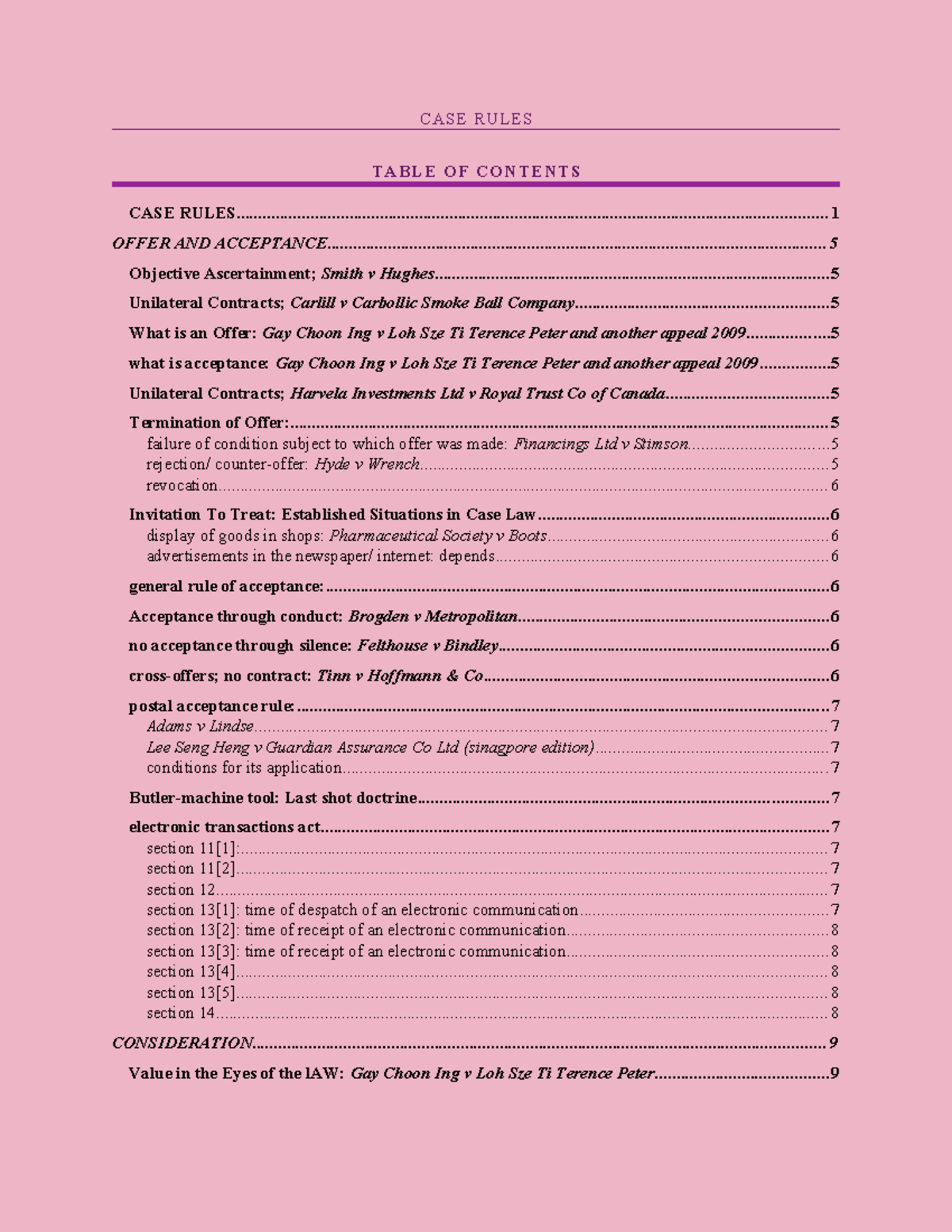 CASE Rules summary - CASE RULES CASE - Studocu