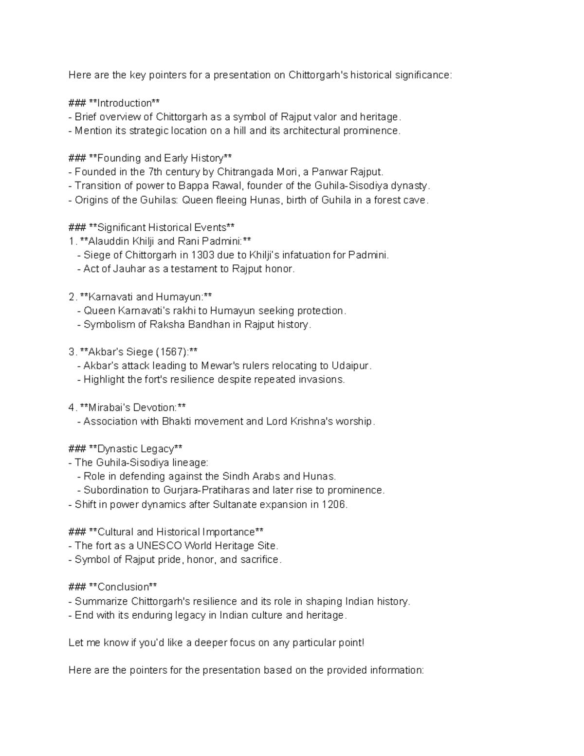 Here are the key pointers for a presentation on Chittorgarh's ...