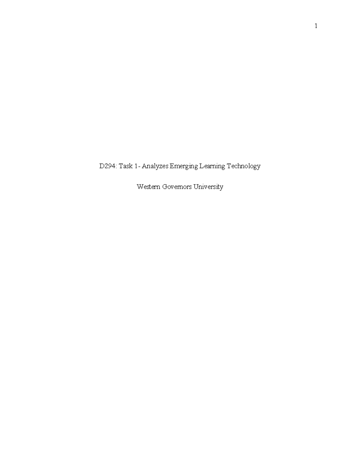 D294 Task 1-Analyzes Emerging Learning Technology studocu - D294: Task ...