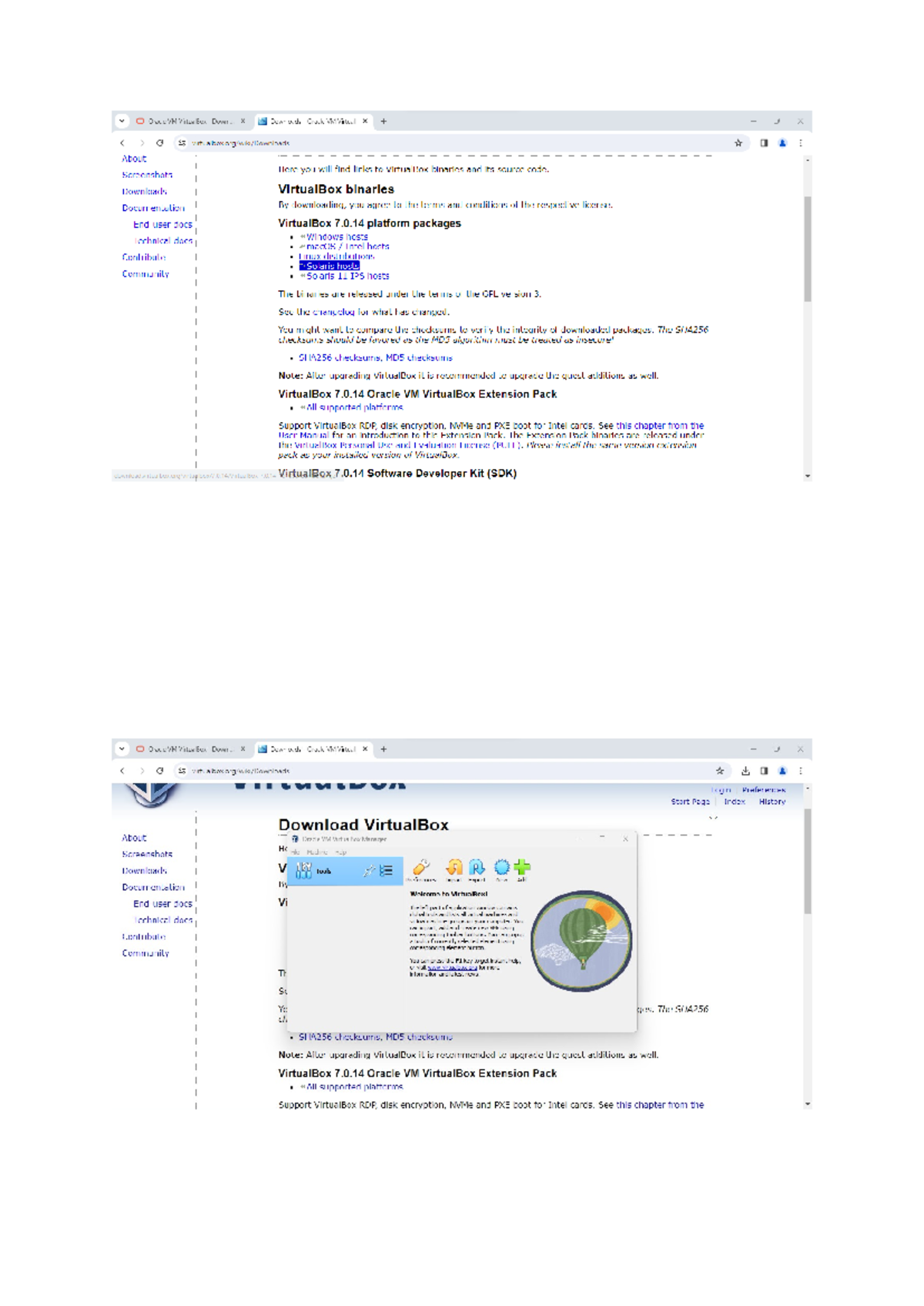CC exp2 - notes - Oracle VM VirtualBox Downlo x Downloads Oracle VM ...