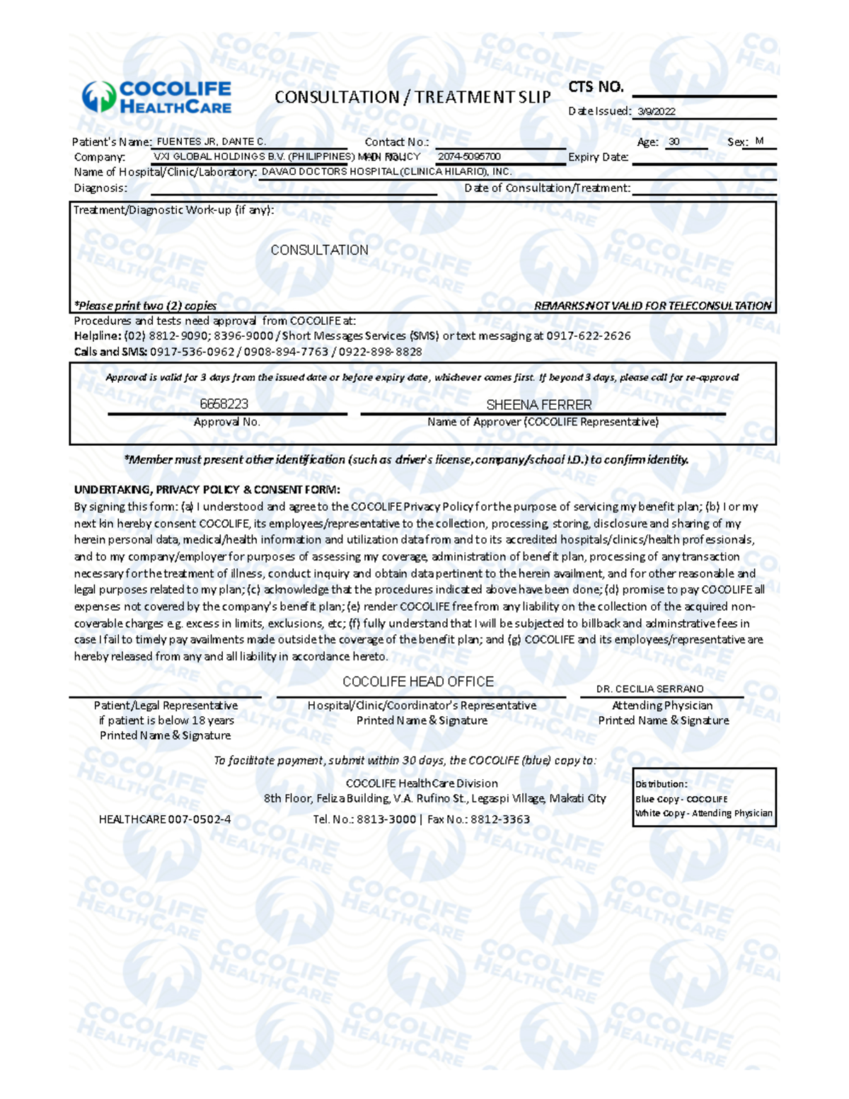 Fuentes - Coco Life HMO Application Form 2022 Apporval - CTS NO. Date ...