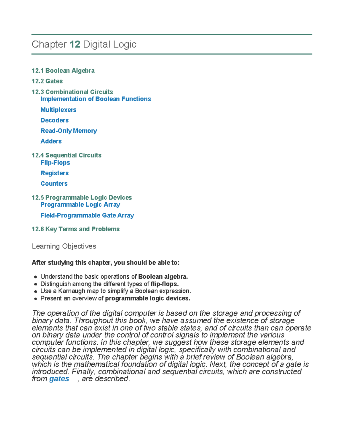 Chapter XII - Digital Logic - Chapter 12 Digital Logic 12 Key Terms and ...