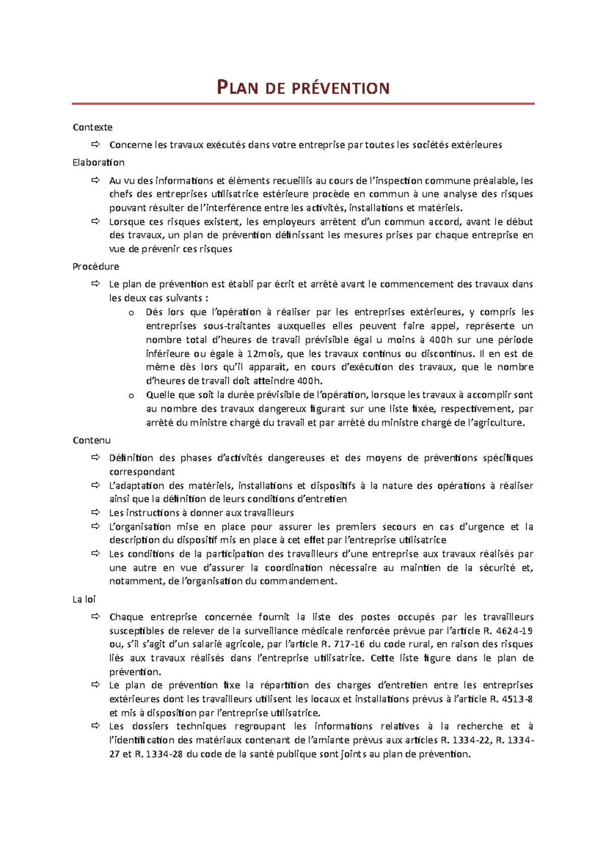 Plan De Pr vention PLAN DE PR VENTION Contexte Concerne Les Travaux