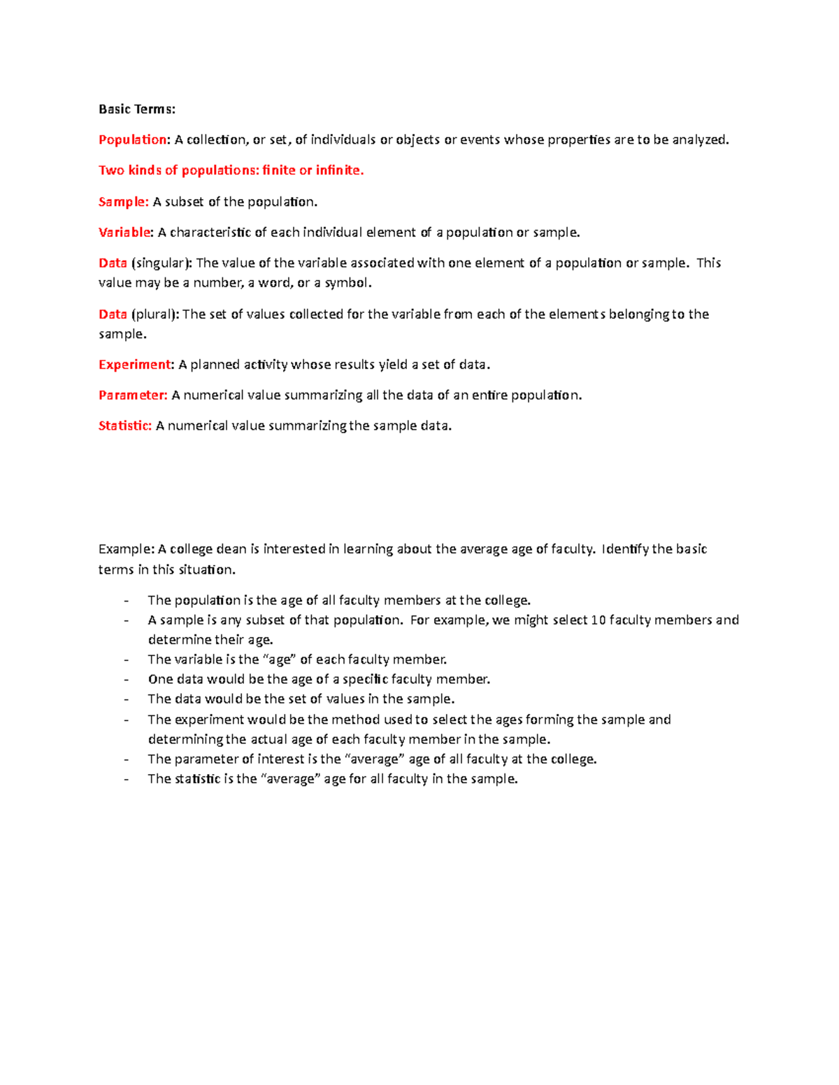 1.2 Basic Terms and Variables - Basic Terms: Population: A collection ...