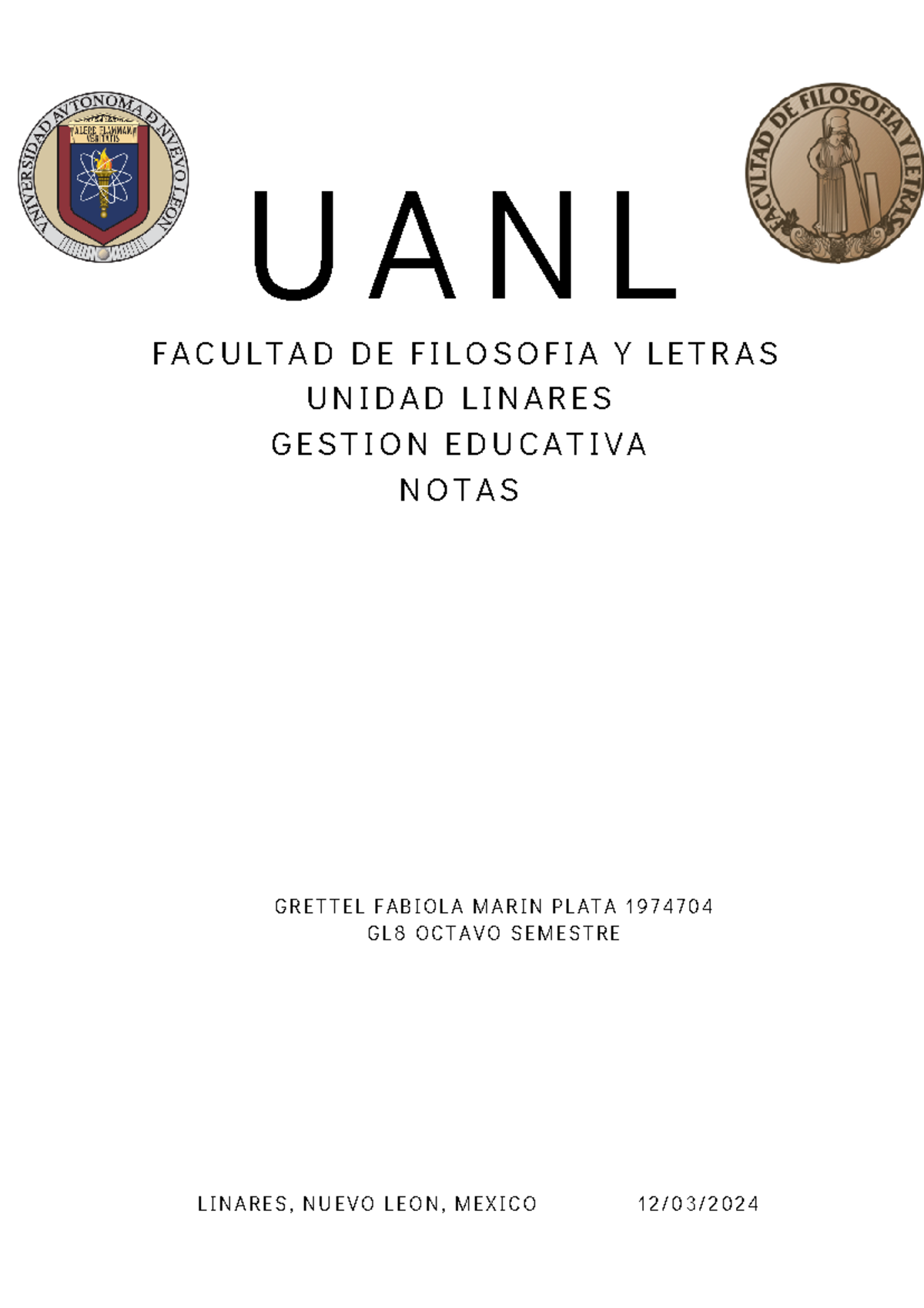 Tarea U A N L F A C U L T A D D E F I L O S O F I A Y L E T R A S U N