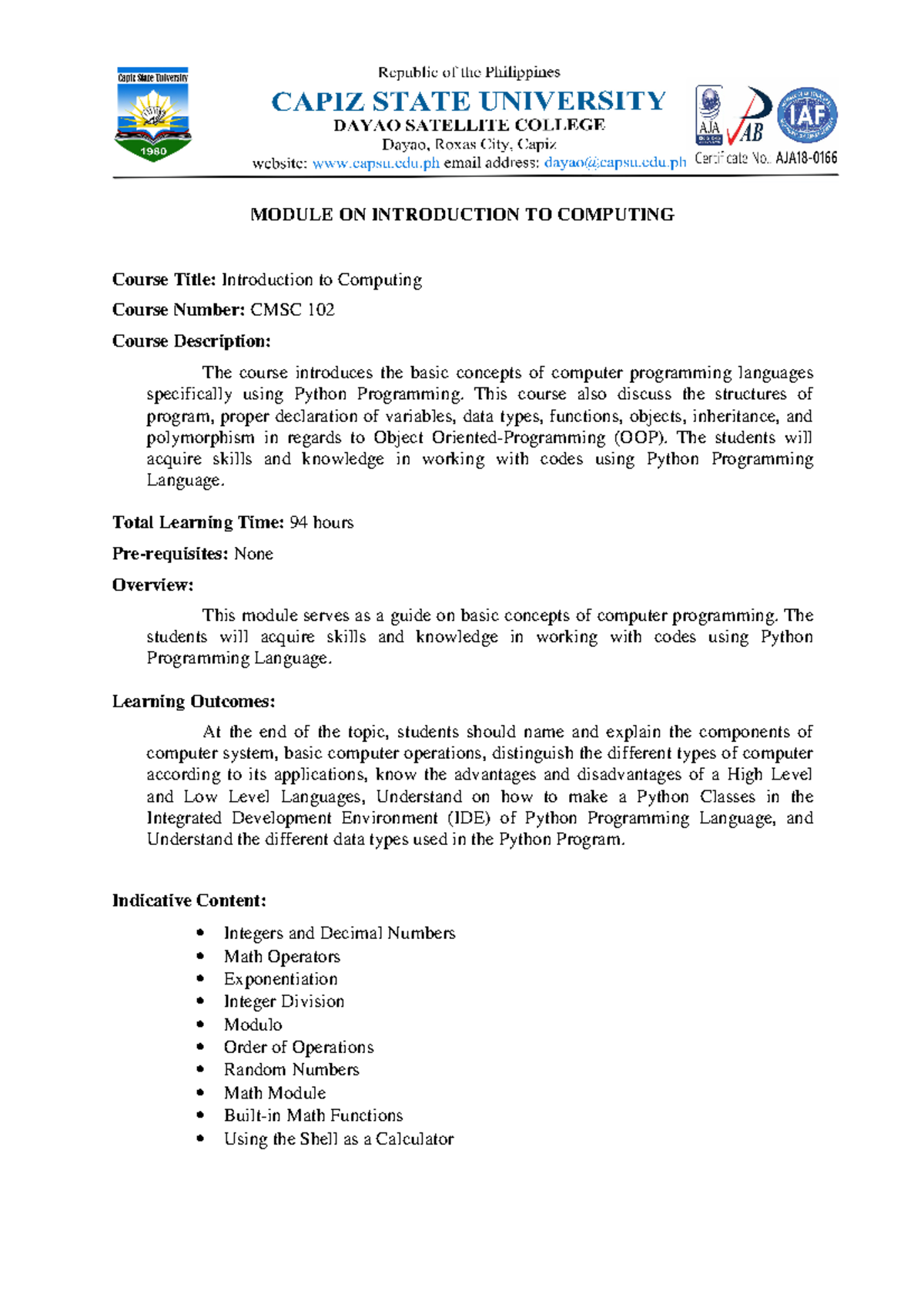 CMSC 102 chapter 6 - none - MODULE ON INTRODUCTION TO COMPUTING Course ...