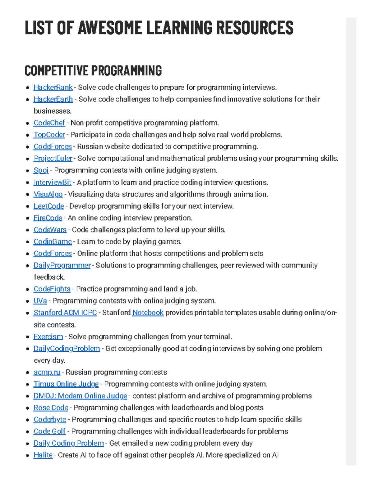 Learning resources - tyty - LIST OF AWESOME LEARNING RESOURCES COMPETITIVE PROGRAMMING ...