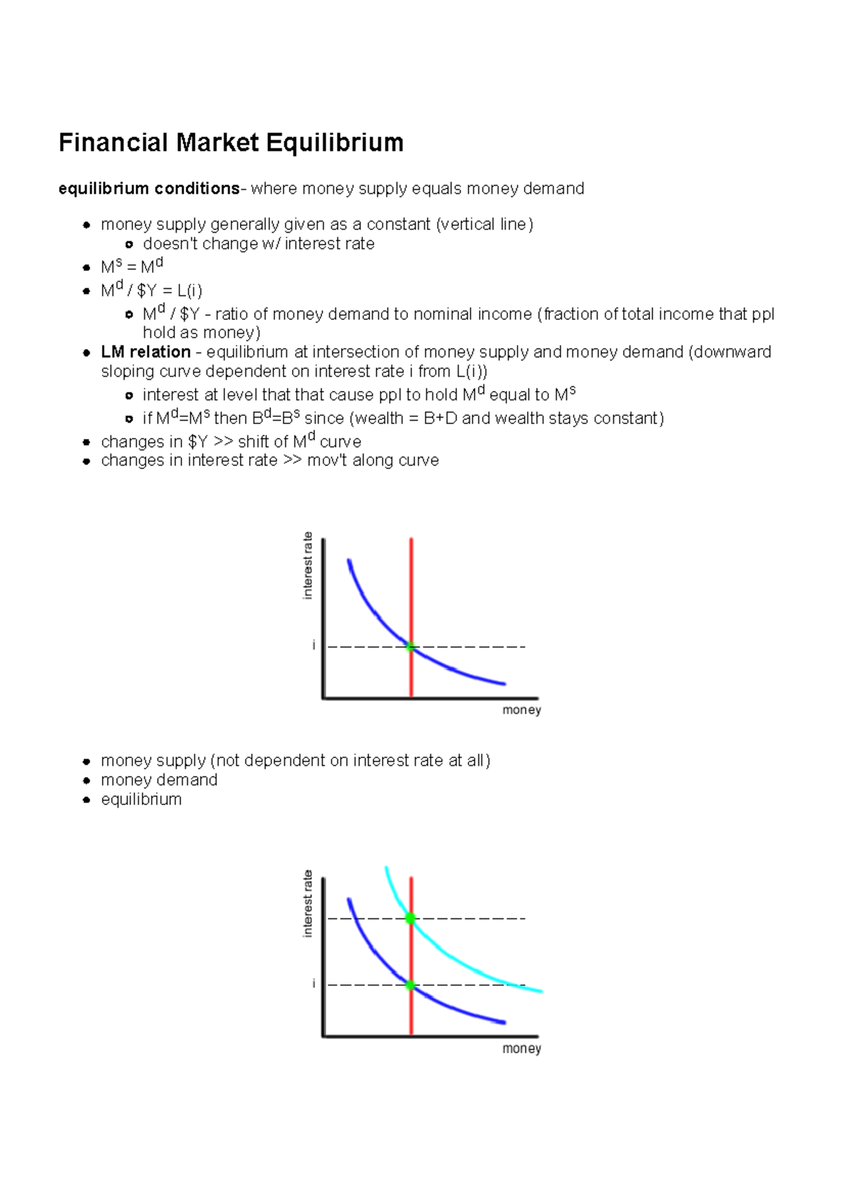 Financial Market Equilibrium - Financial Market Equilibrium equilibrium ...