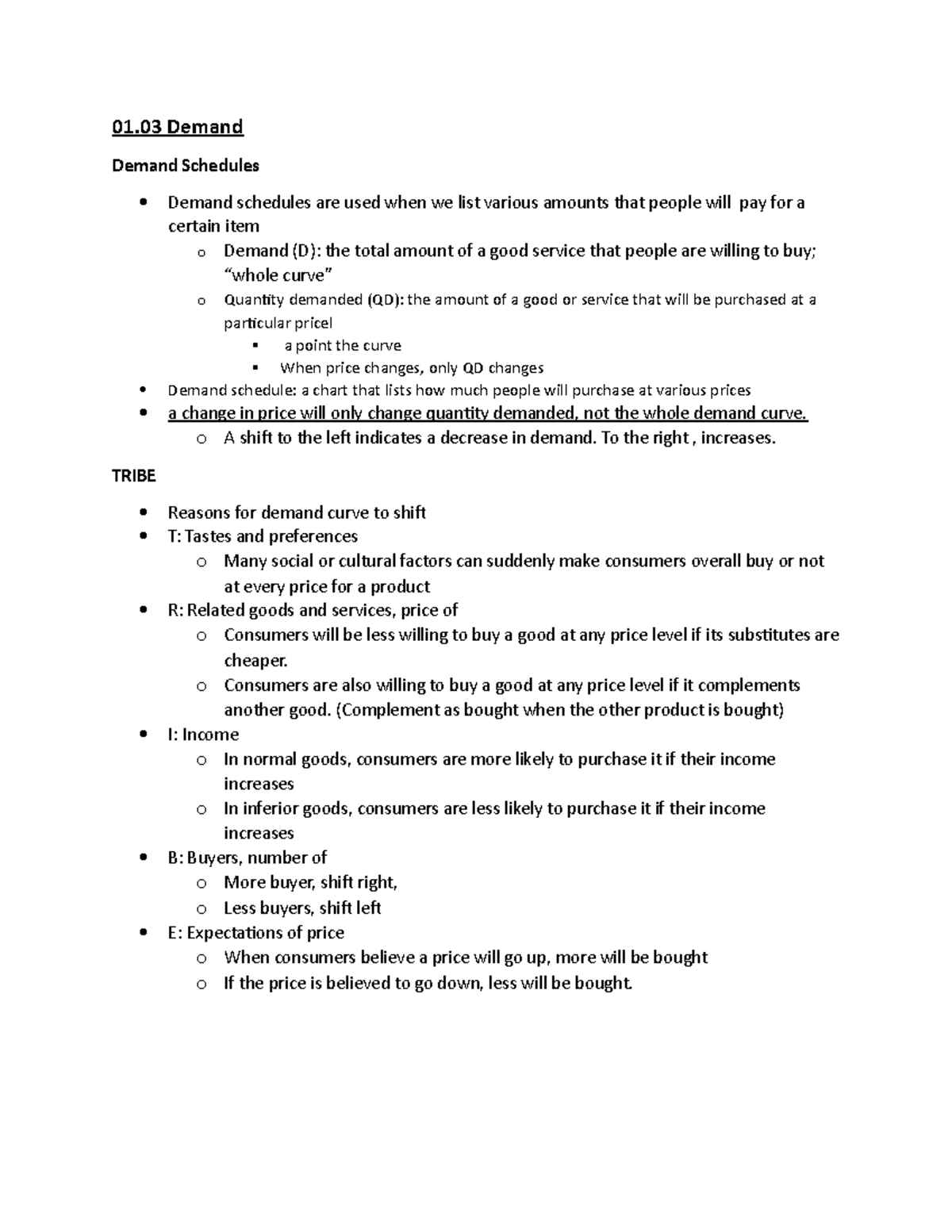 Economics 3 - DEMAND - 01 Demand Demand Schedules · Demand schedules ...