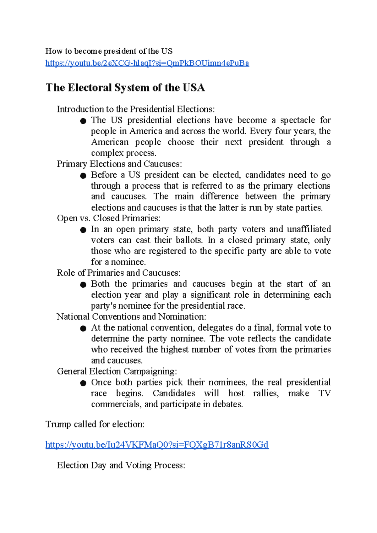 Group 9 The Electoral System of the USA - How to become president of ...