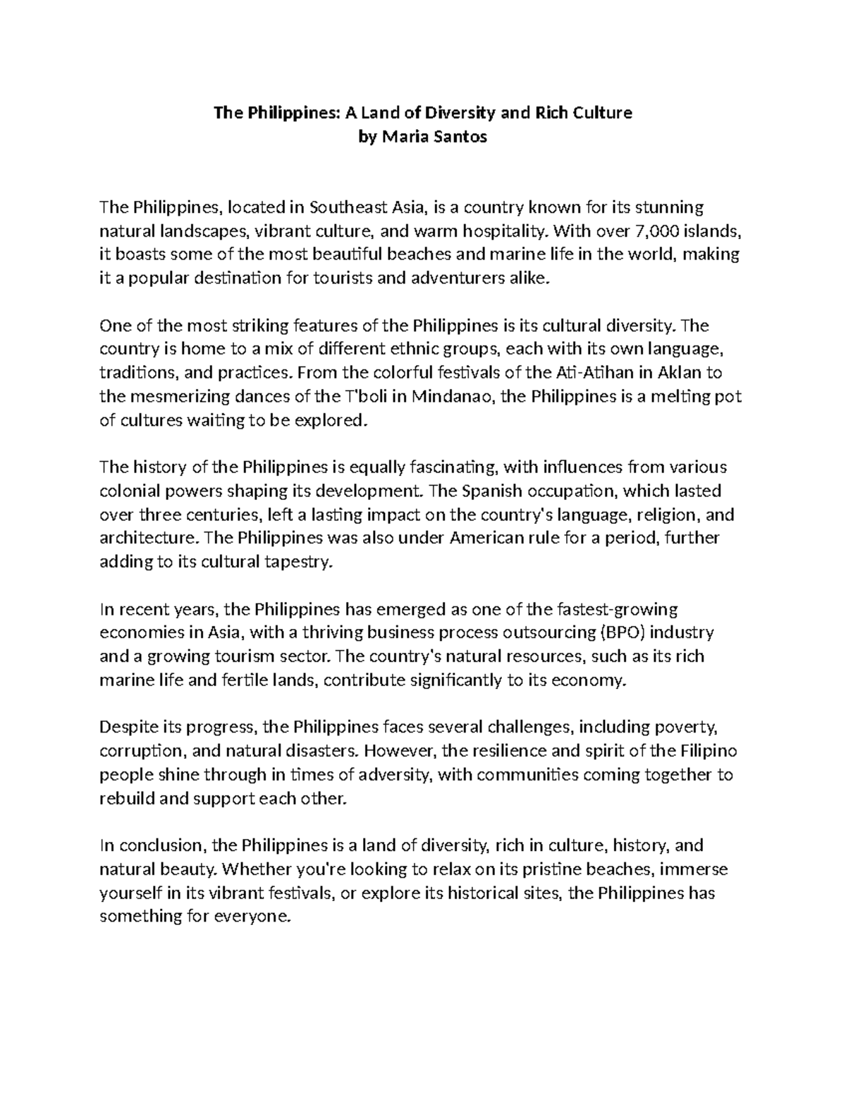 Articles with Facts and Opinions - The Philippines: A Land of Diversity ...