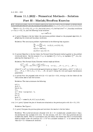 Lab 2 (Solution) - Lab2 - Laboratory 2 - 27/09/23 - Solution Exercise 1 (a) In the file FE, we ...