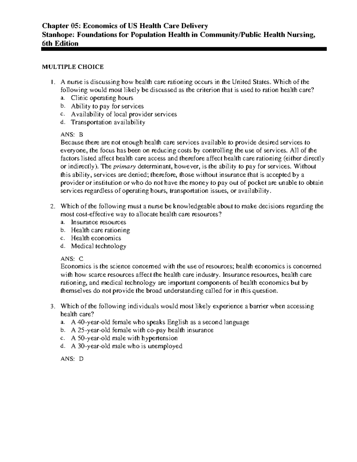 05 - Practice - Chapter 05: Economics of US Health Care Delivery ...