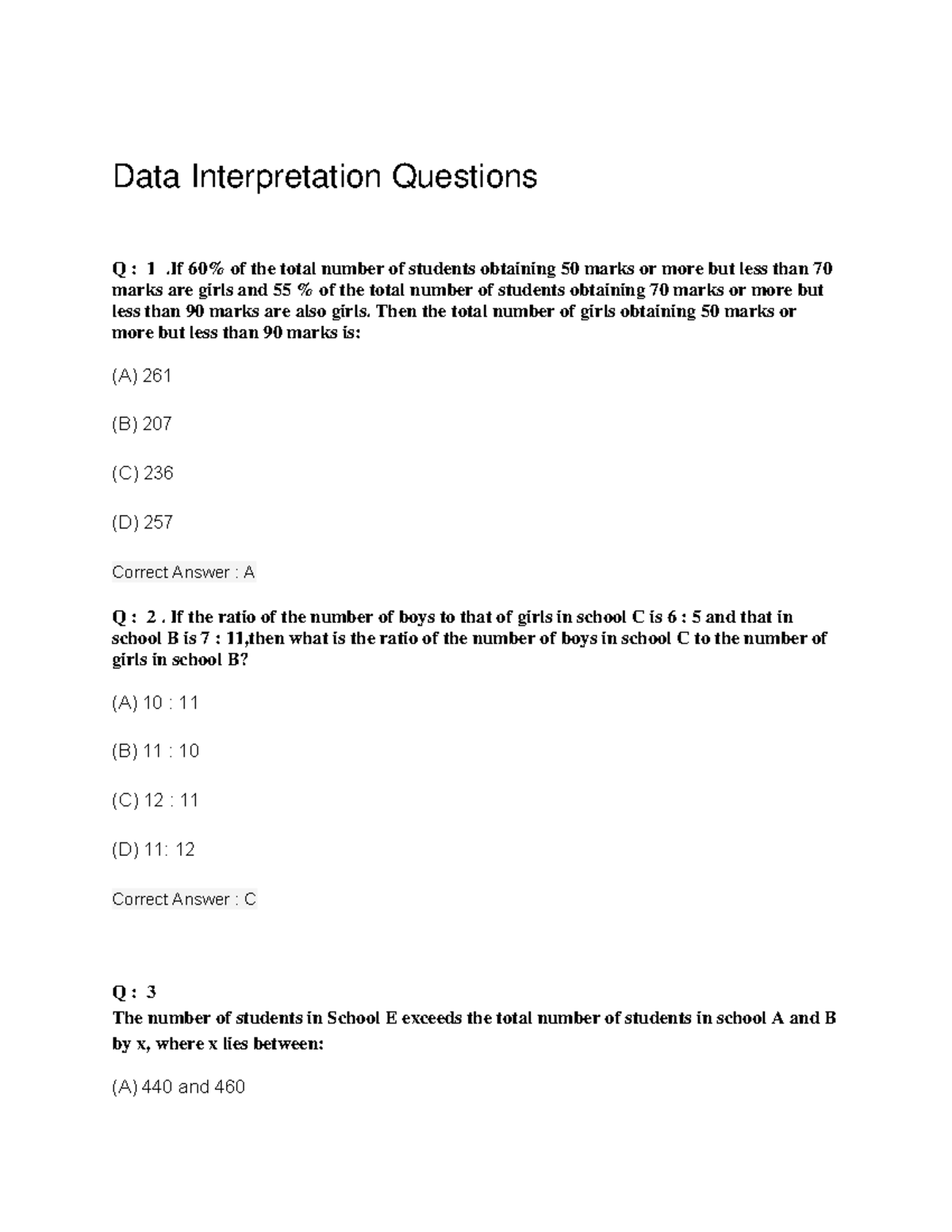 Mathematical Operations 6 - Data Interpretation Questions Q : 1 .If 60% ...