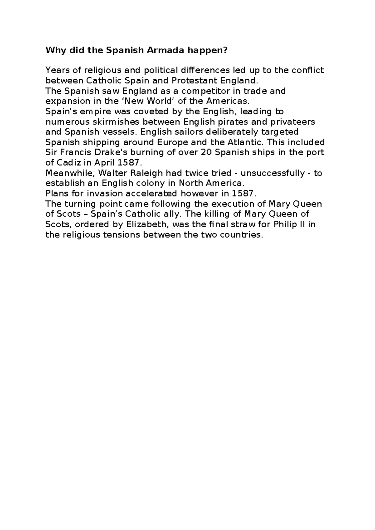 Spanish armada - Elizabeth I - Why did the Spanish Armada happen? Years ...