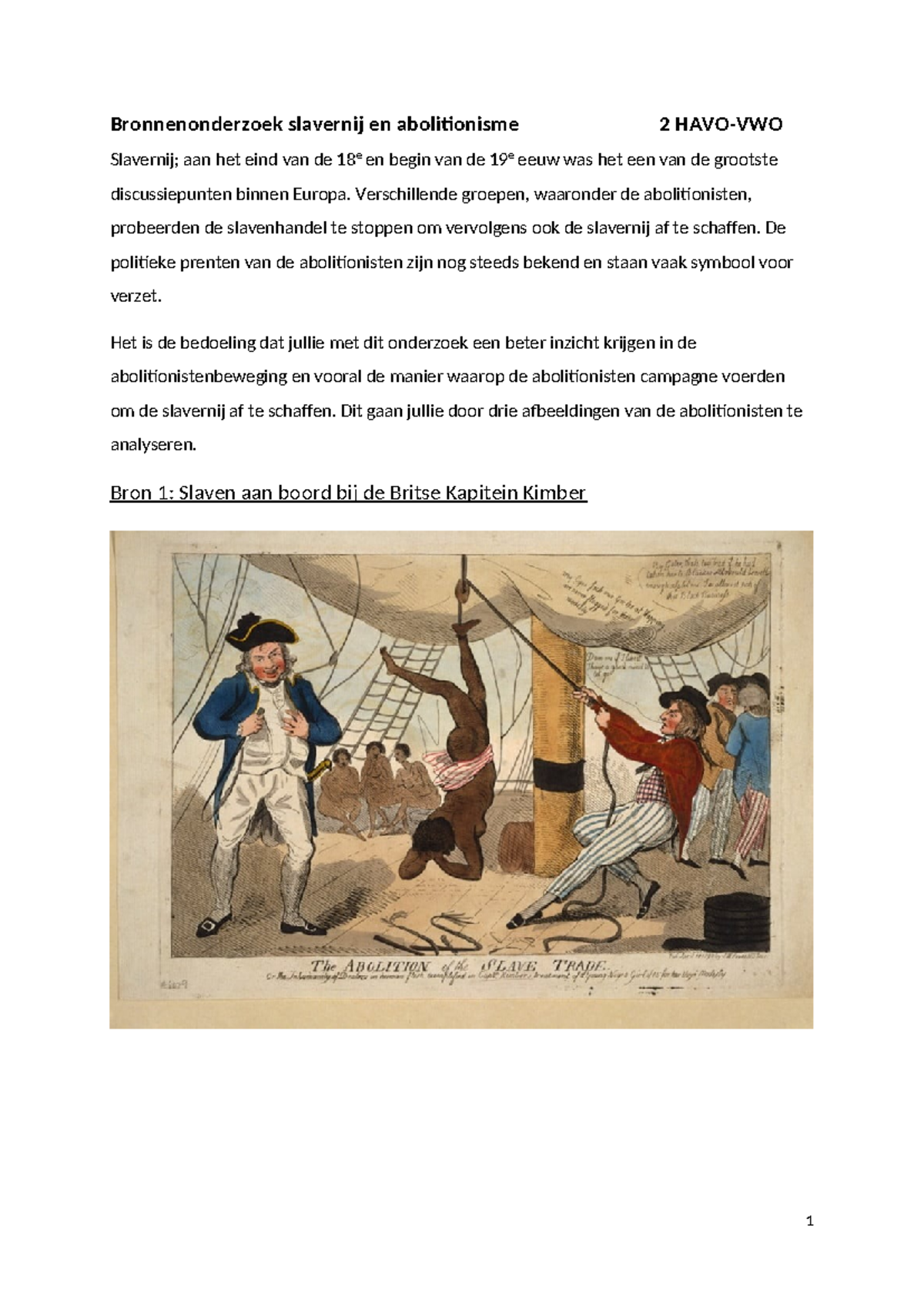 Bronnenonderzoek slavernij en abolitionisme 2 HAVO-VWO - Verschillende ...