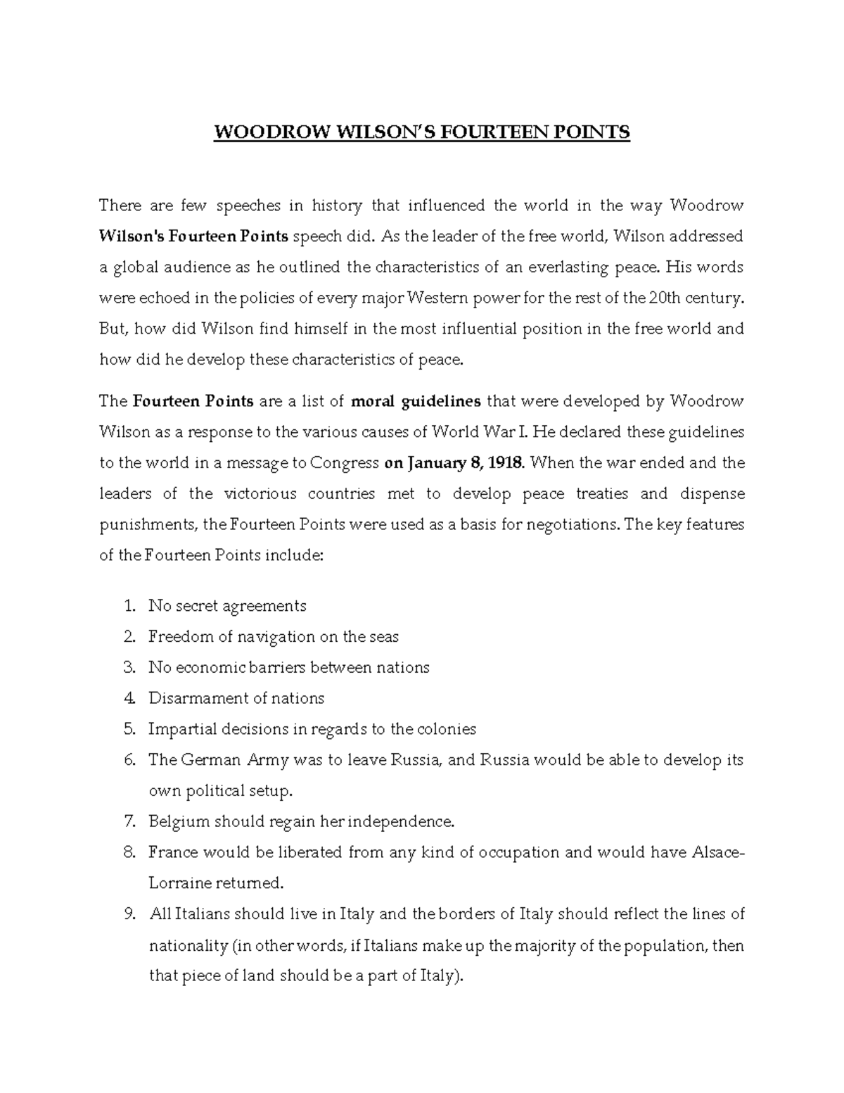 fourteen-points-as-the-leader-of-the-free-world-wilson-addressed-a