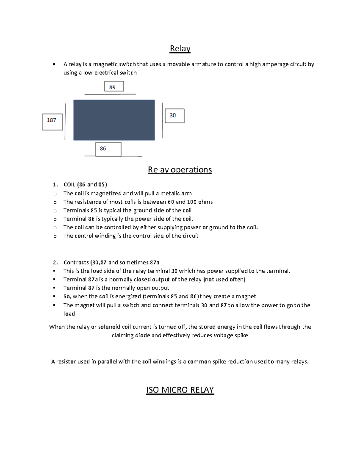 Basic Electricity Notes #1 - Relay A relay is a magnetic switch that ...