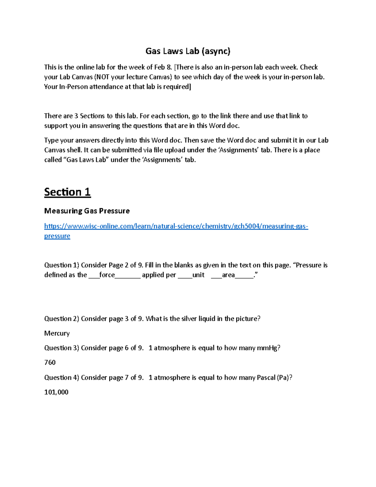 Gas Laws lab - Emily Golden - Gas Laws Lab (async) This is the online ...