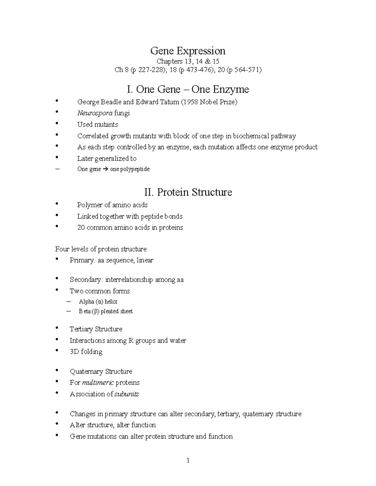 Bio35017 Gene Expression 2008 - Gene Expression Chapters 13, 14 & 15 Ch ...