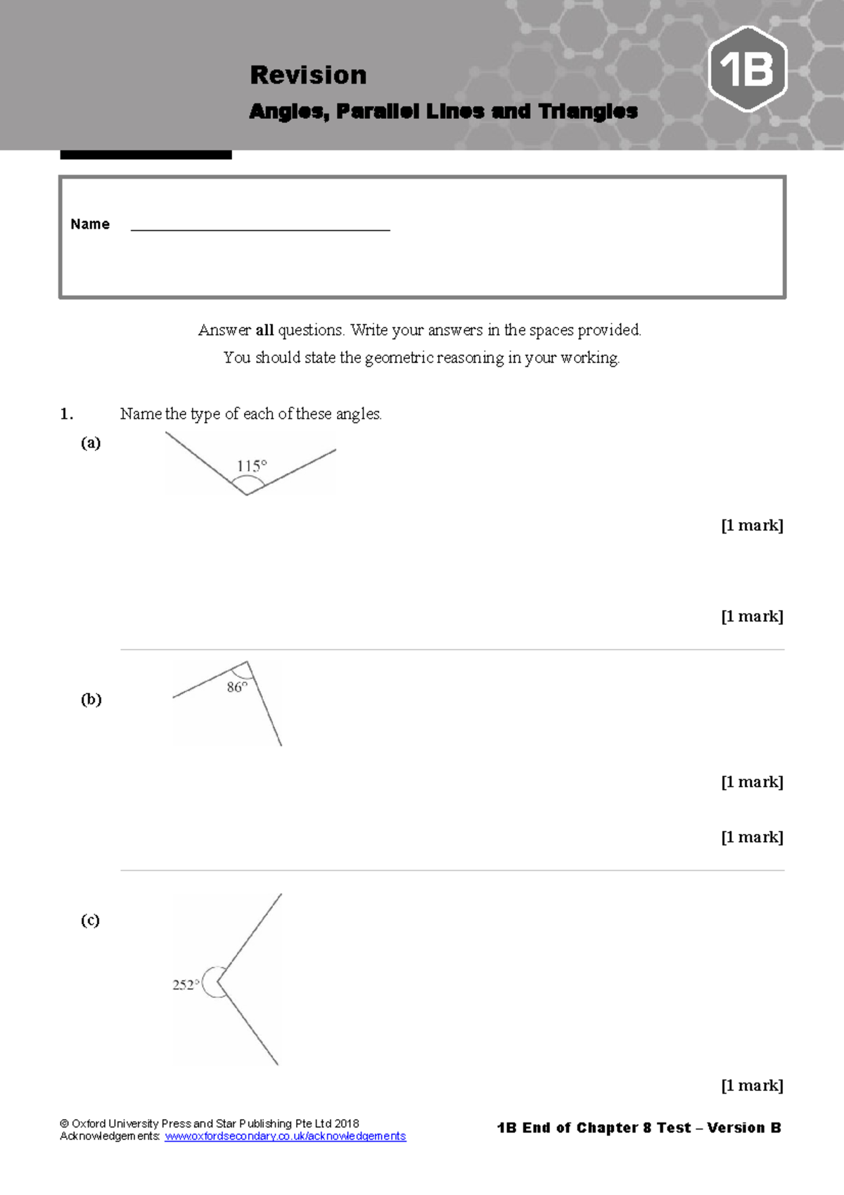 Angles Revision - maths work - Answer all questions. Write your answers ...