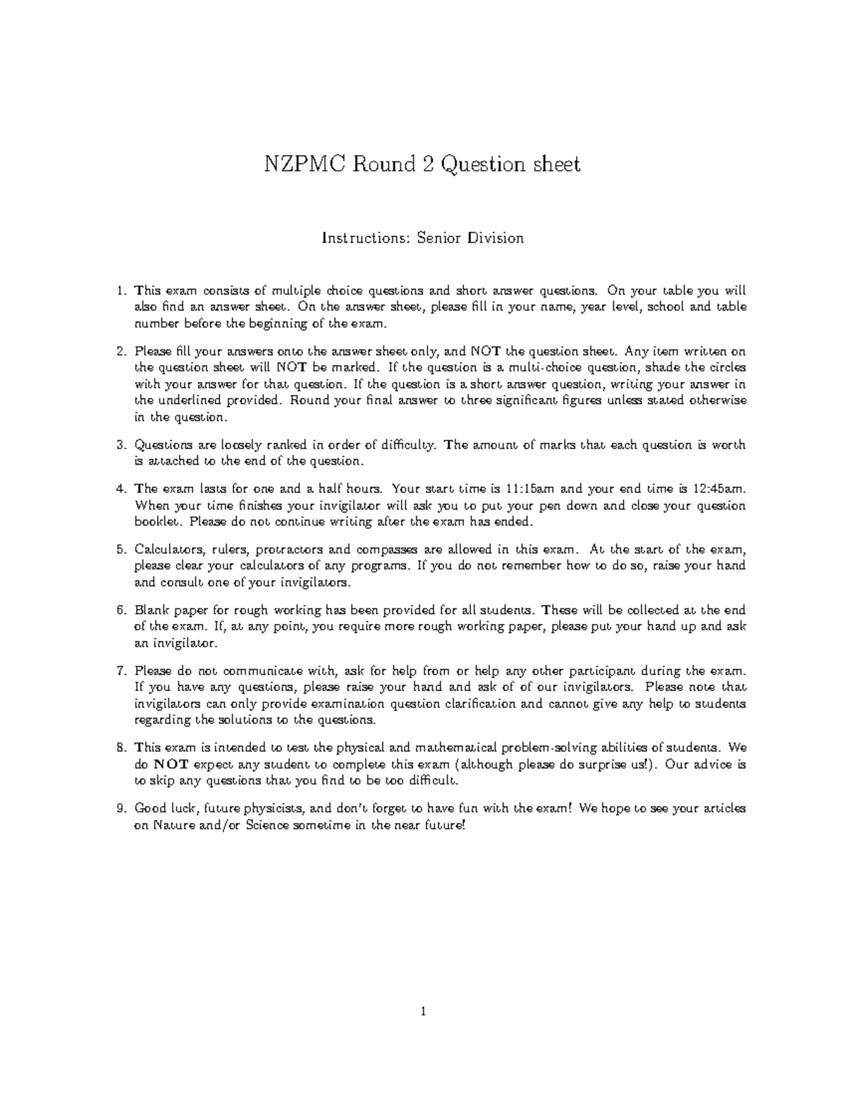 Nzpmc Round 2 Question sheet 1 - NZPMC Round 2 Question sheet ...