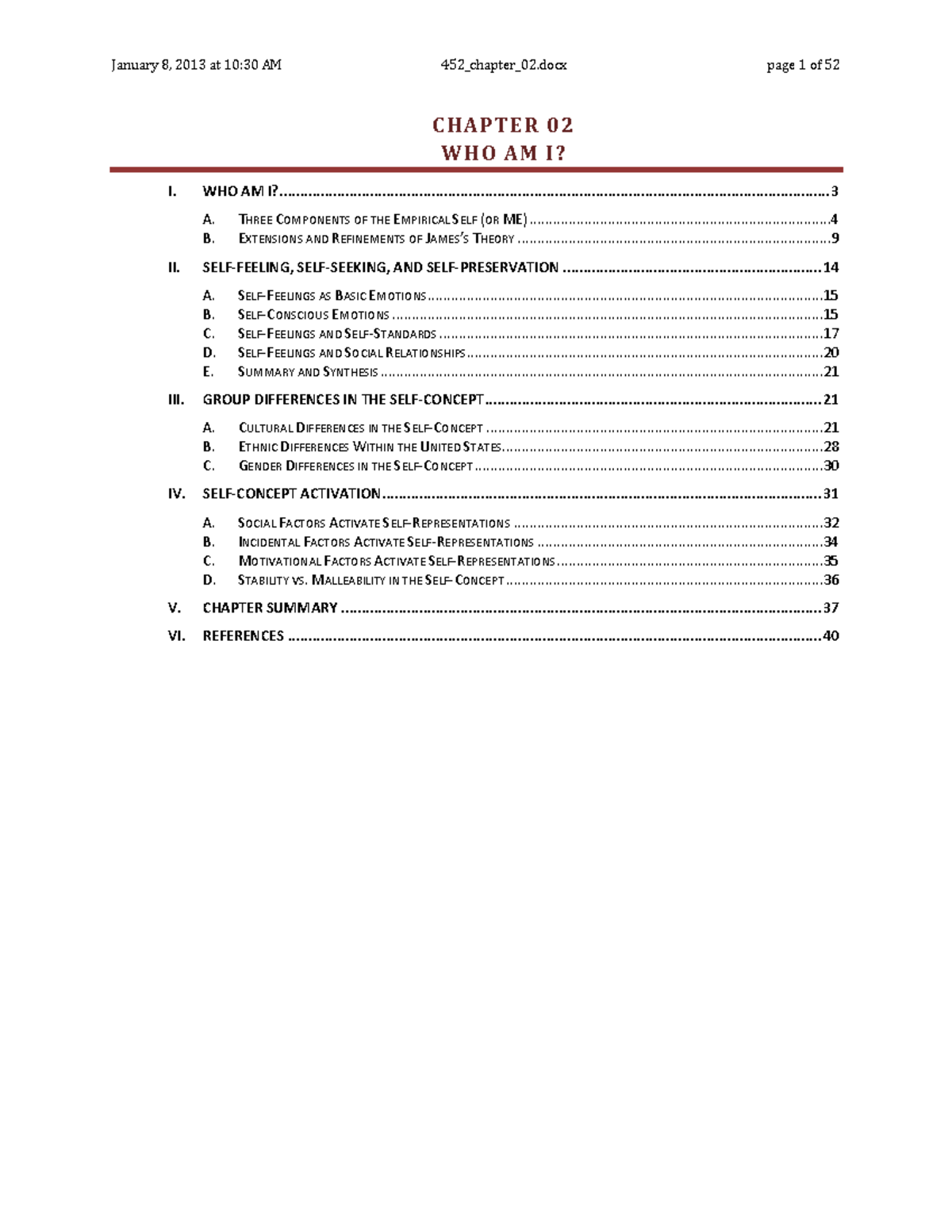 452 chapter 02 - Please give as much additional information as possible - WH O AM I? - **C HAP T ...