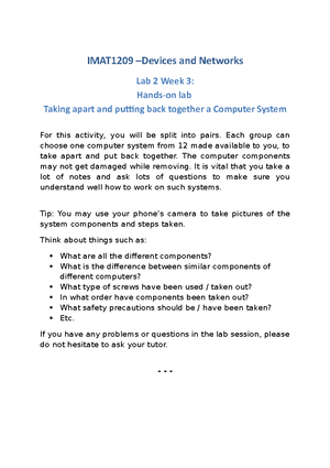 IMAT1209 Lab 4 CLI commands - IMAT1209 –Devices and Networks Lab 4 Week 5 Introduction to the ...