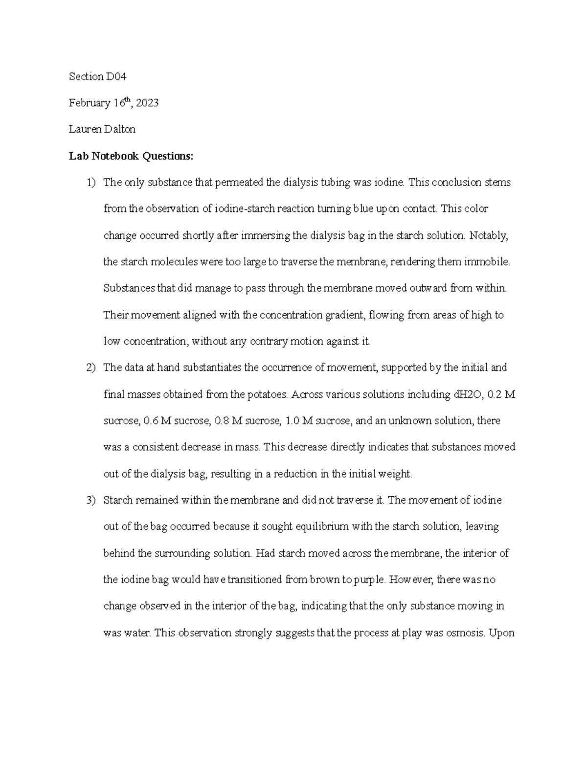 Lab 4 Assignment - Section D February 16th, 2023 Lauren Dalton Lab ...