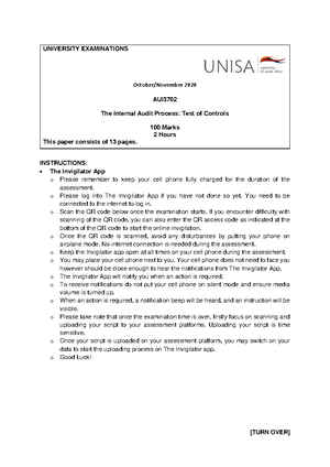 Sample As for graded Qs 2020 - AUE2602/102/3/ Tutorial Letter 102/3/ Corporate Governance in ...